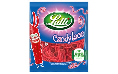 Lutti | Bonbons | Lacets | Fraise | 200 gr | Delhaize