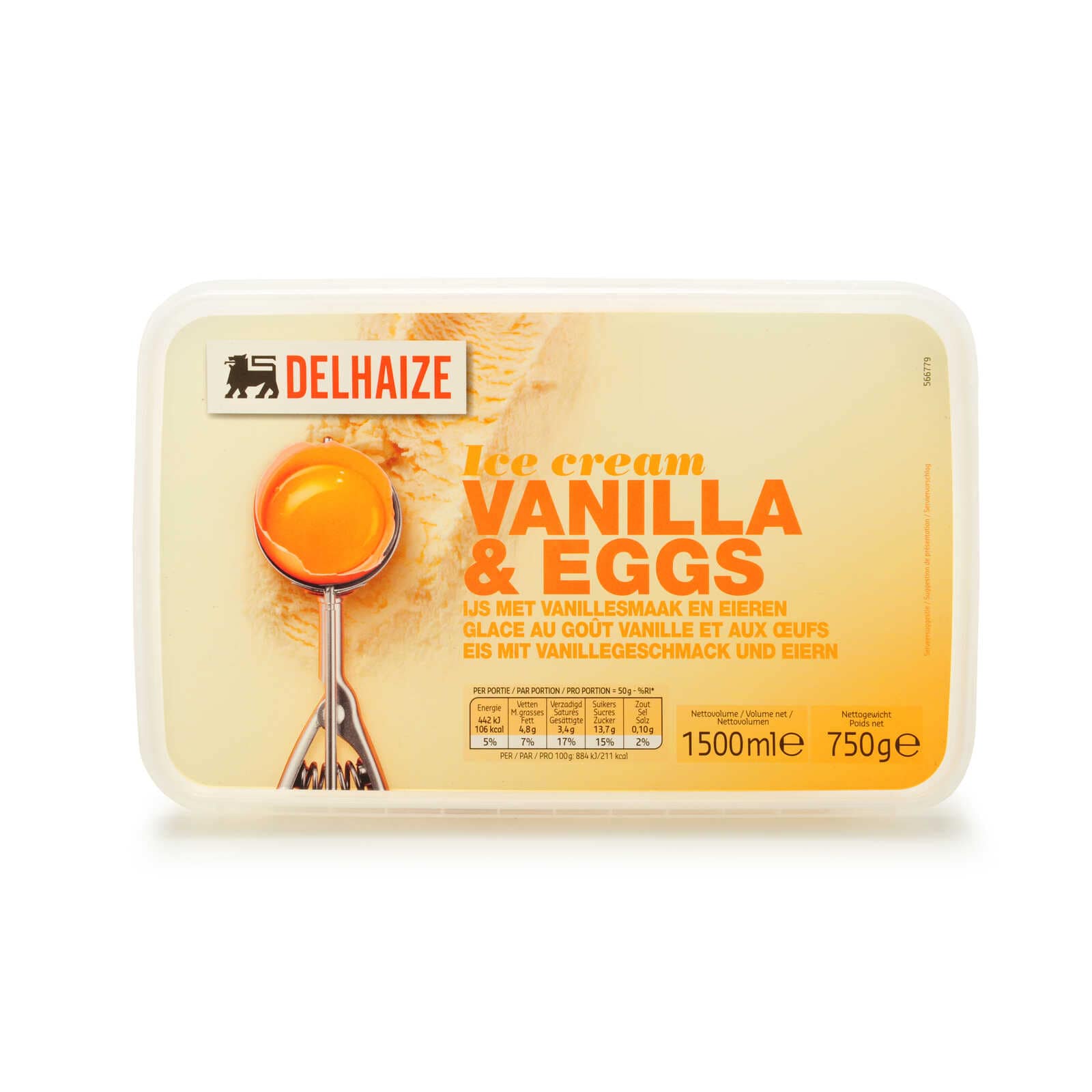Delhaize | Vanille ijs met eieren | 1,5 l | Delhaize