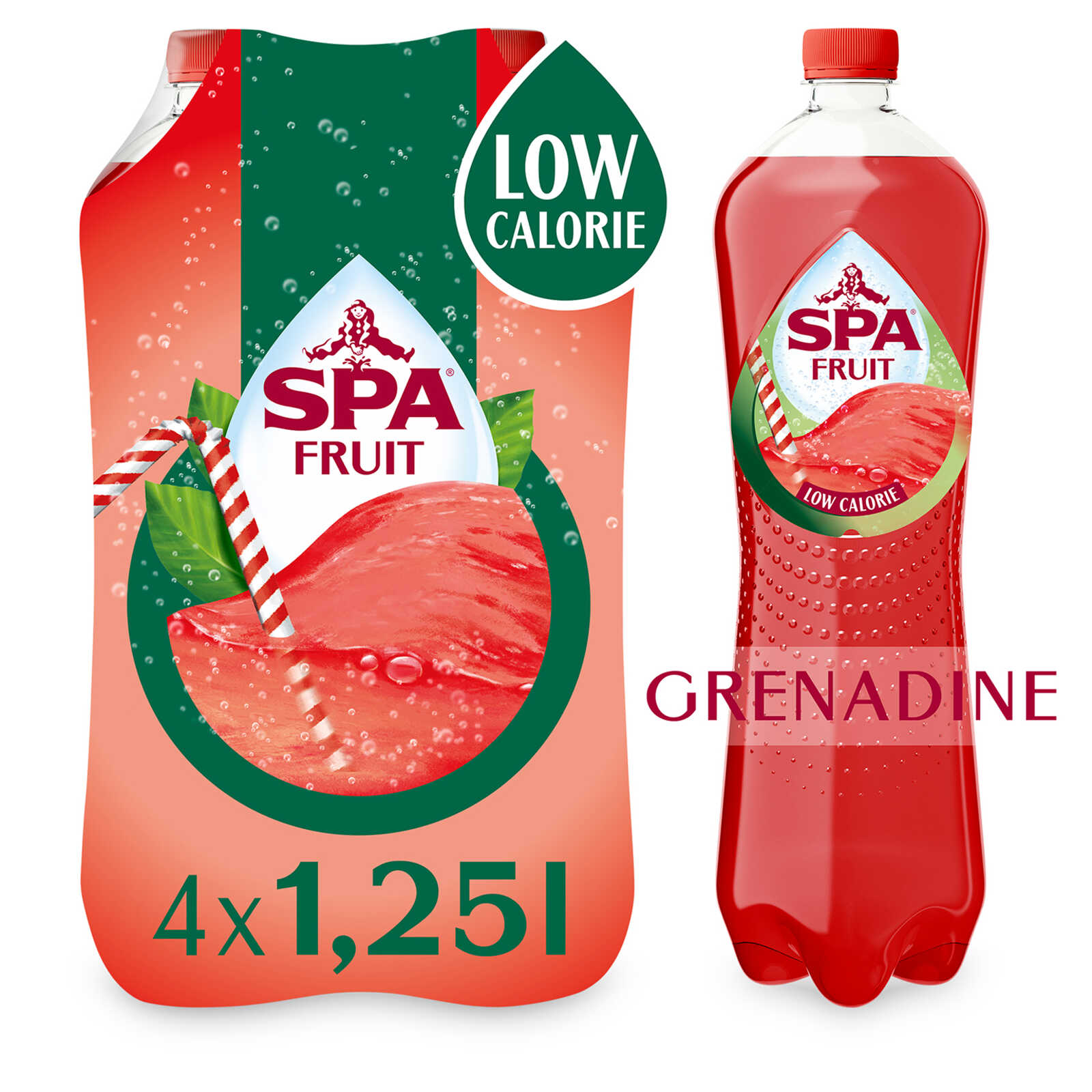 Spa | Fruit | Limonade | Grenadine | Pétillant | Pet | 4 x 1,25 l ...
