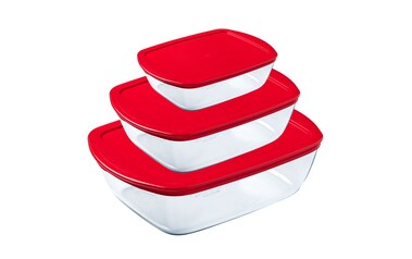 Pyrex | Set Plats | Rouge | 3 pc | Delhaize