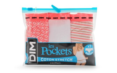 Dim | Paris | Boxers pocket coton | Ethique Corail | 36/38 | 3 st ...