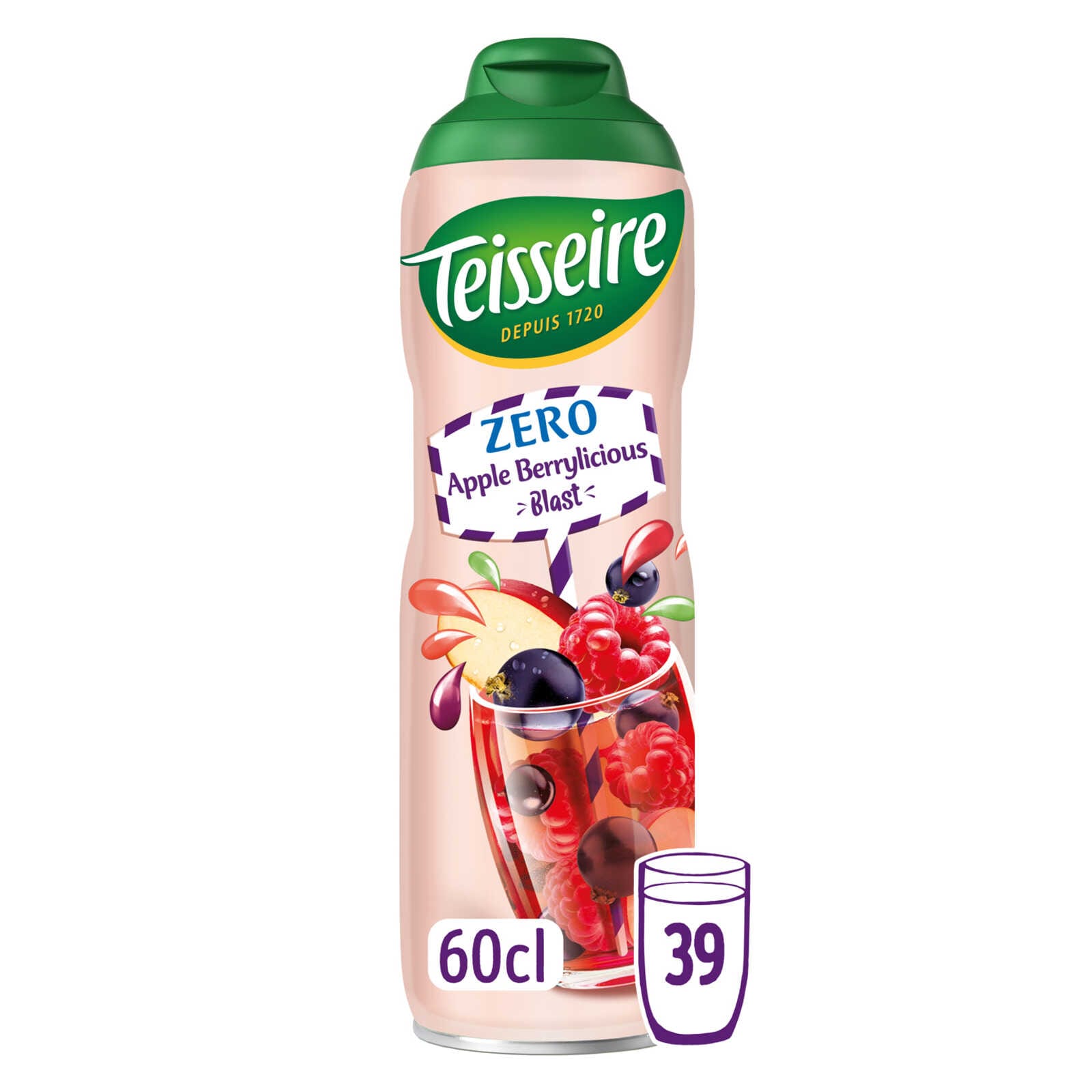 Teisseire | Zéro | Sirop | Pomme - Mûre | Sans sucre | 60 cl | Delhaize