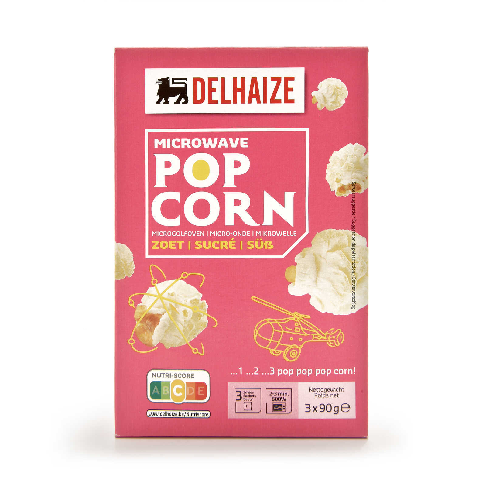 Delhaize | Popcorn | Zoet | Microwave | 3 x 90 gr | Delhaize