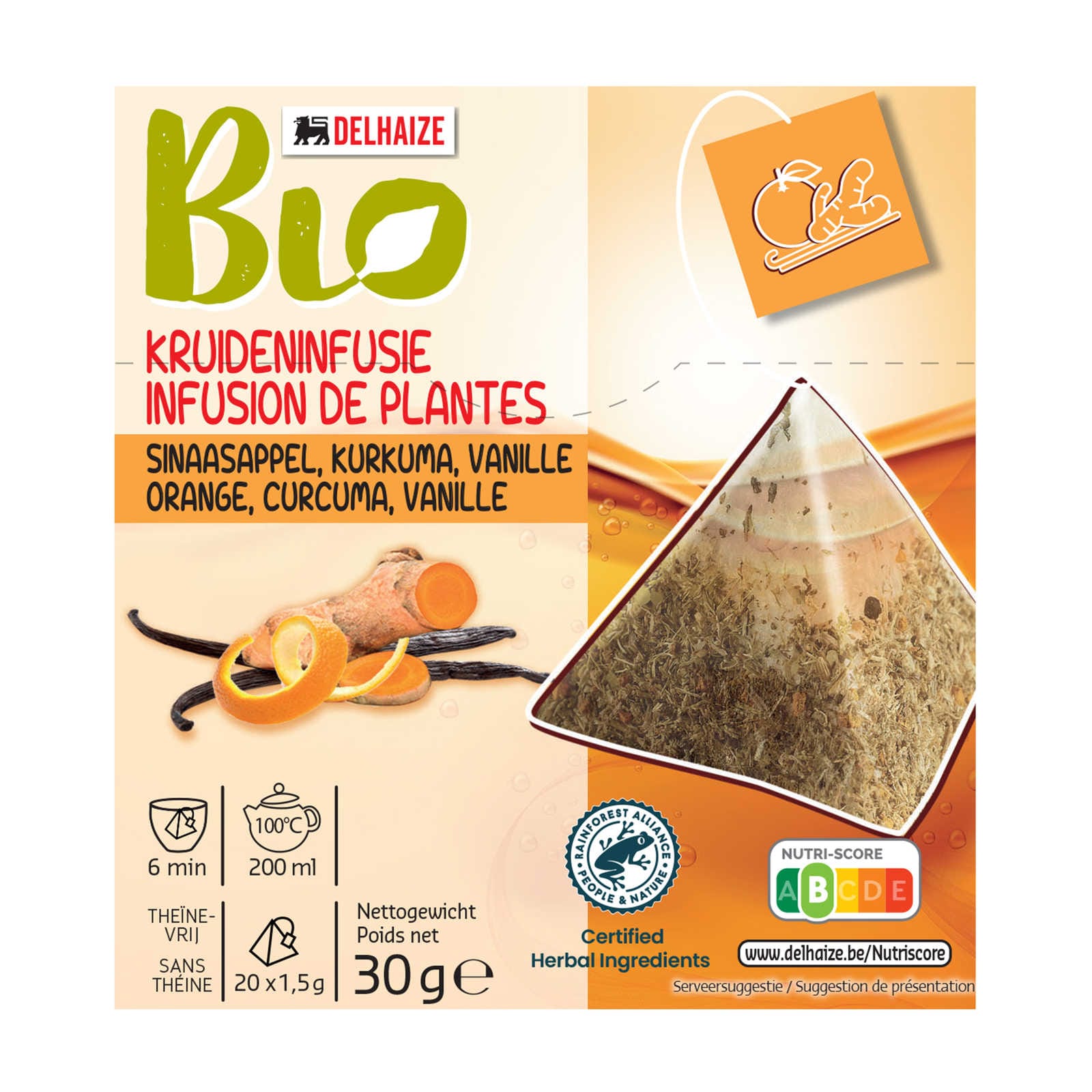 Delhaize | Bio | Herbal | Infusion | Turmeric | Orange | Vanilla | Bio ...