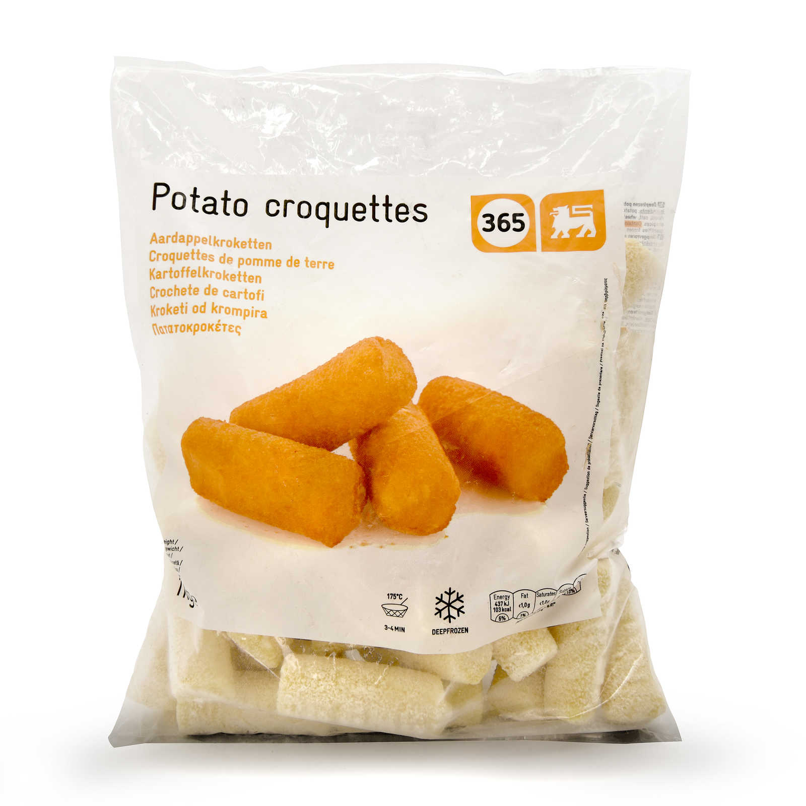 365 | Delhaize | Diepvrieskroketten | Aardappel | 1 kg | Delhaize