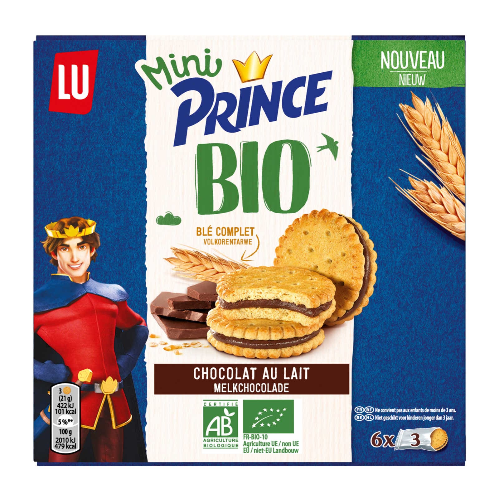 LU | Prince | Biscuits | Chocolat fourré | Mini | Bio | 126 gr | Delhaize