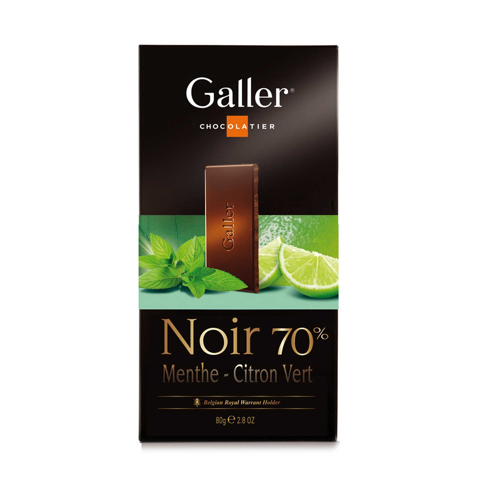 Galler | Chocolade | Pure 70%-Mint-Citroen | Tablet | FT | 80 gr | Delhaize
