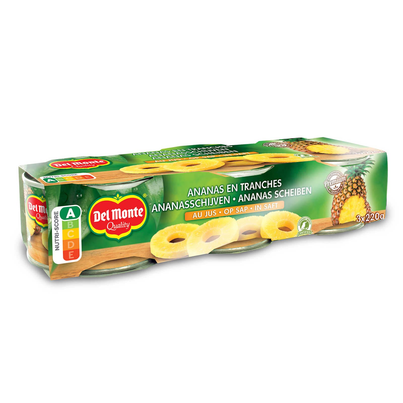 Del Monte | Ananas | Schijven | Sap | Blik | 3 x 140 gr | Delhaize