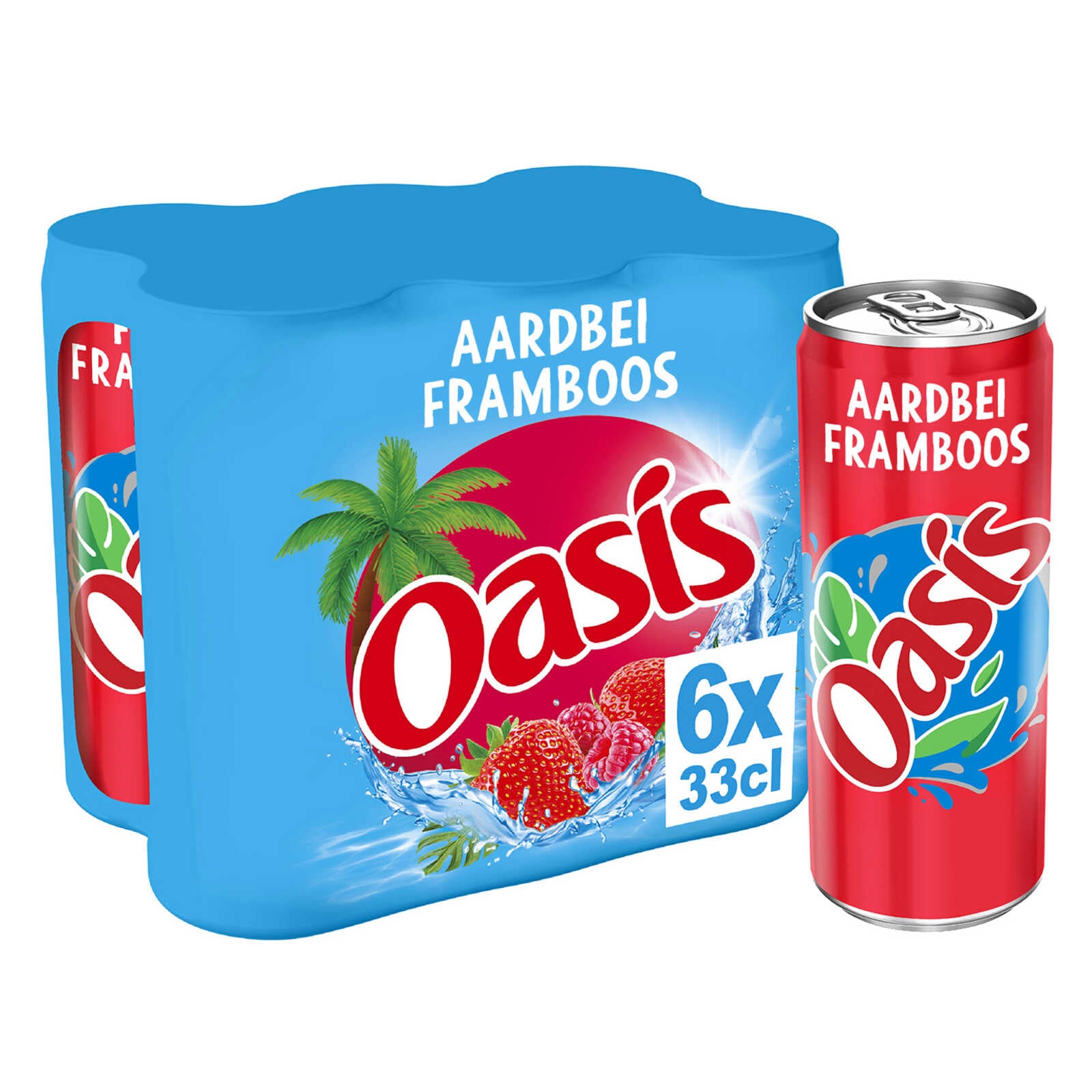 Oasis | Aardbei Framboos | Blik | 6 x 33 cl | Delhaize