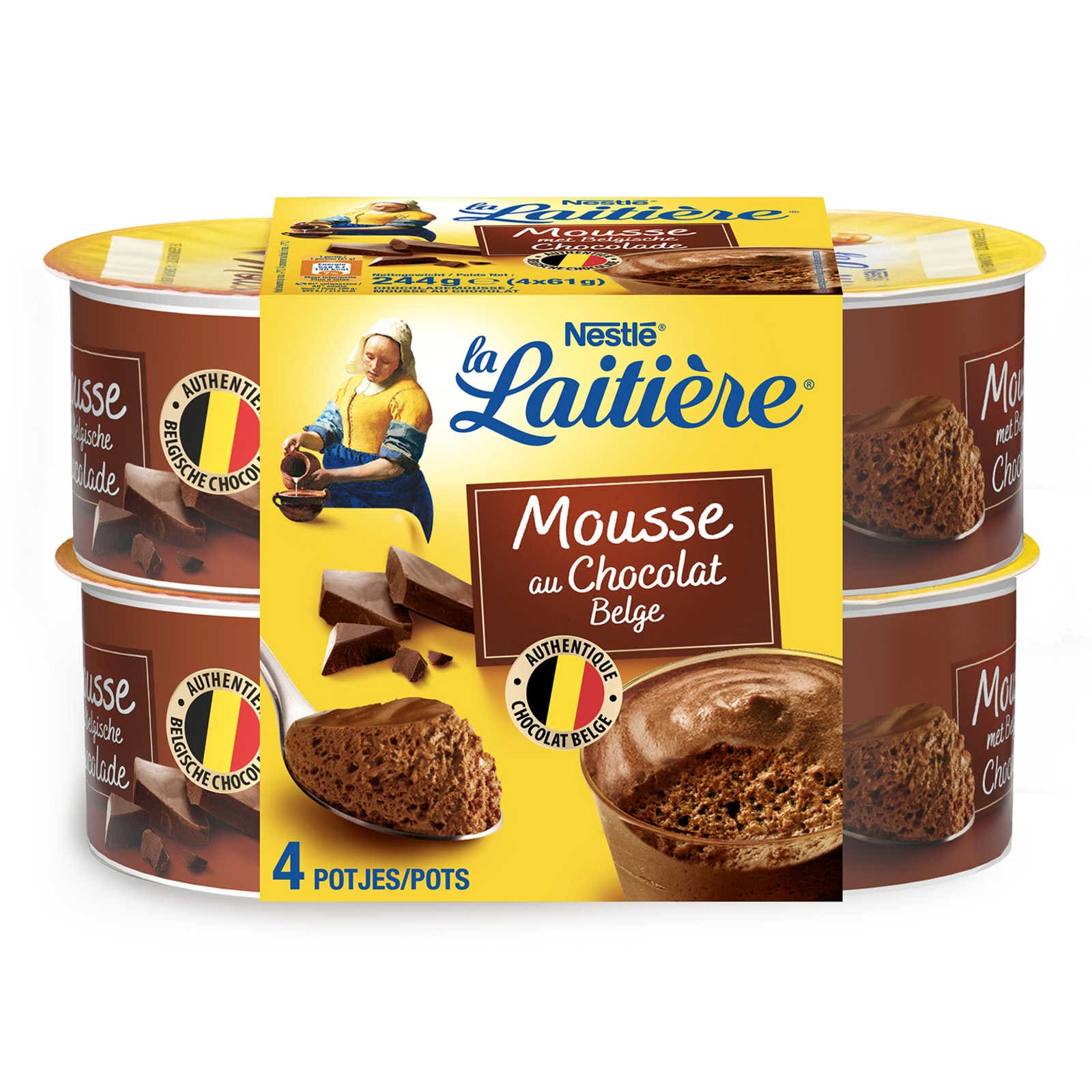 La Laitière | Mousse | Chocolat belge | 4 x 61 gr | Delhaize