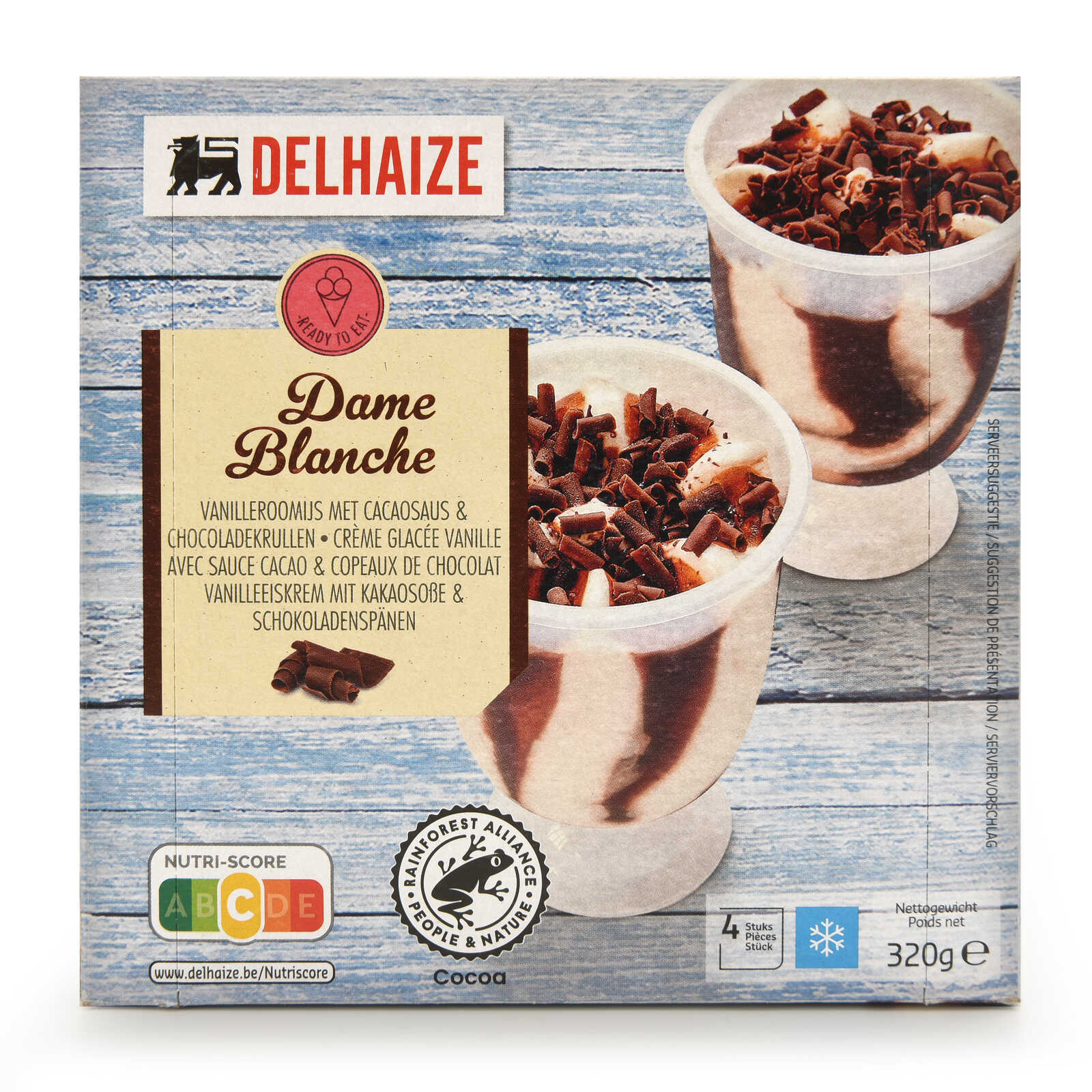 Delhaize | Crème glacée | Dame blanche | 4 x 13,5 cl | Delhaize