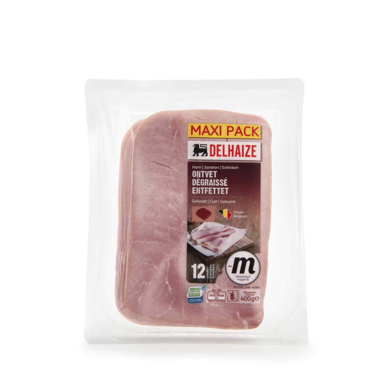 Delhaize | Jambon | Dégraissé | Cuit | Maxi Pack | 400 gr | Delhaize