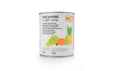 365 | Delhaize | Fruitcocktail | Siroop | 500 gr | Delhaize