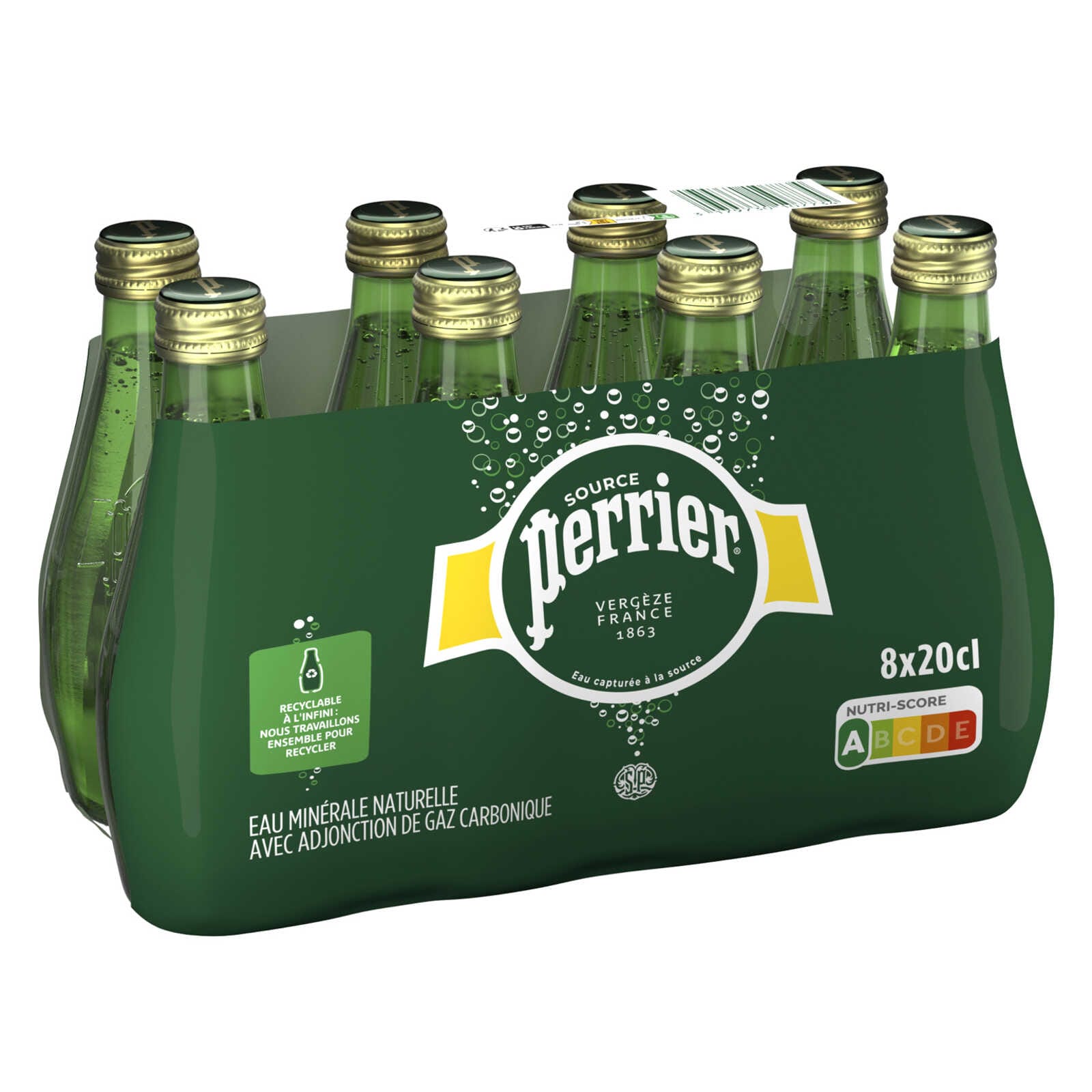 Perrier | Eau minérale naturelle | Pétillante | 8 x 20 cl | Delhaize