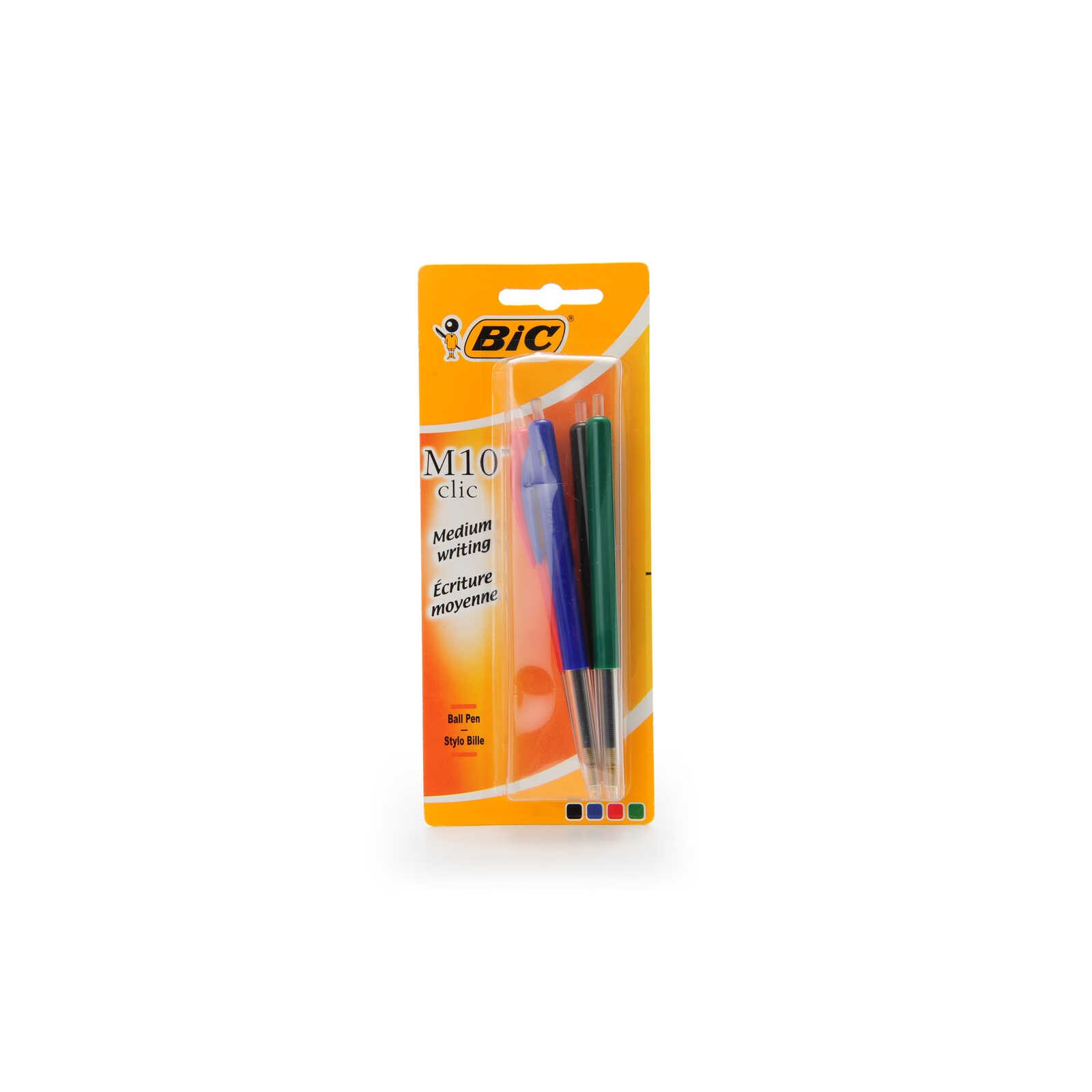 Bic | M10 clic | Stylos à bille | 4 couleurs | Medium | 4 pc | Delhaize