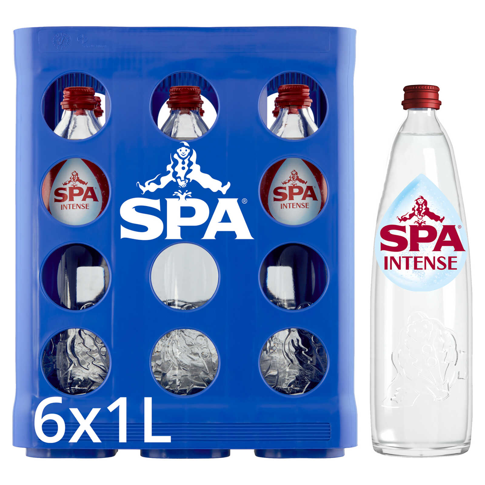 Spa | Intense | Eau minérale | Pétillante | VERRE | 6 x 1 l | Delhaize