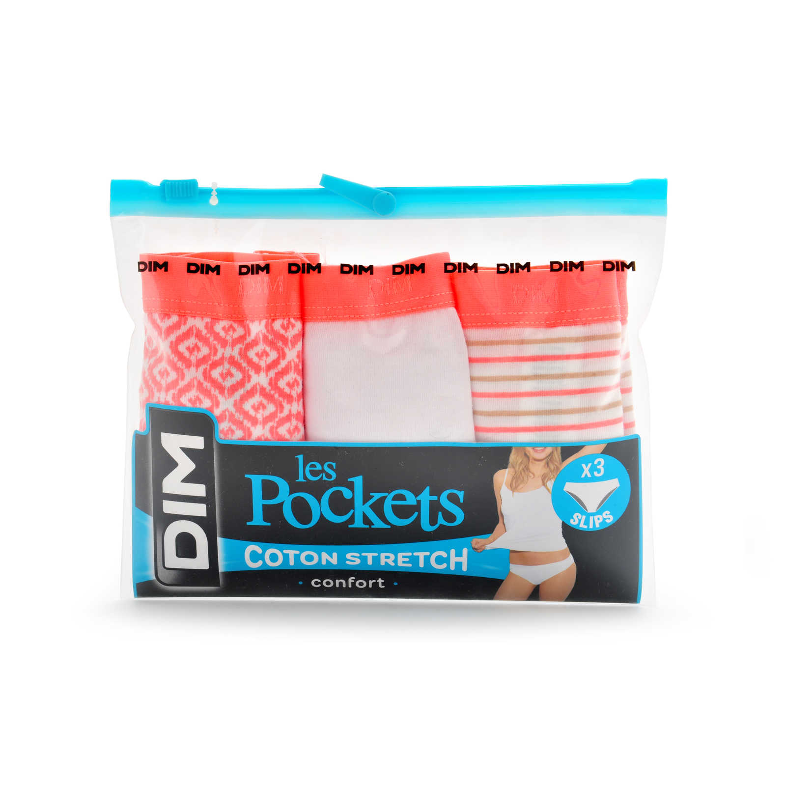 Dim | Paris | Slips pocket coton | Ethique Corail | 40/42 | 3 st | Delhaize