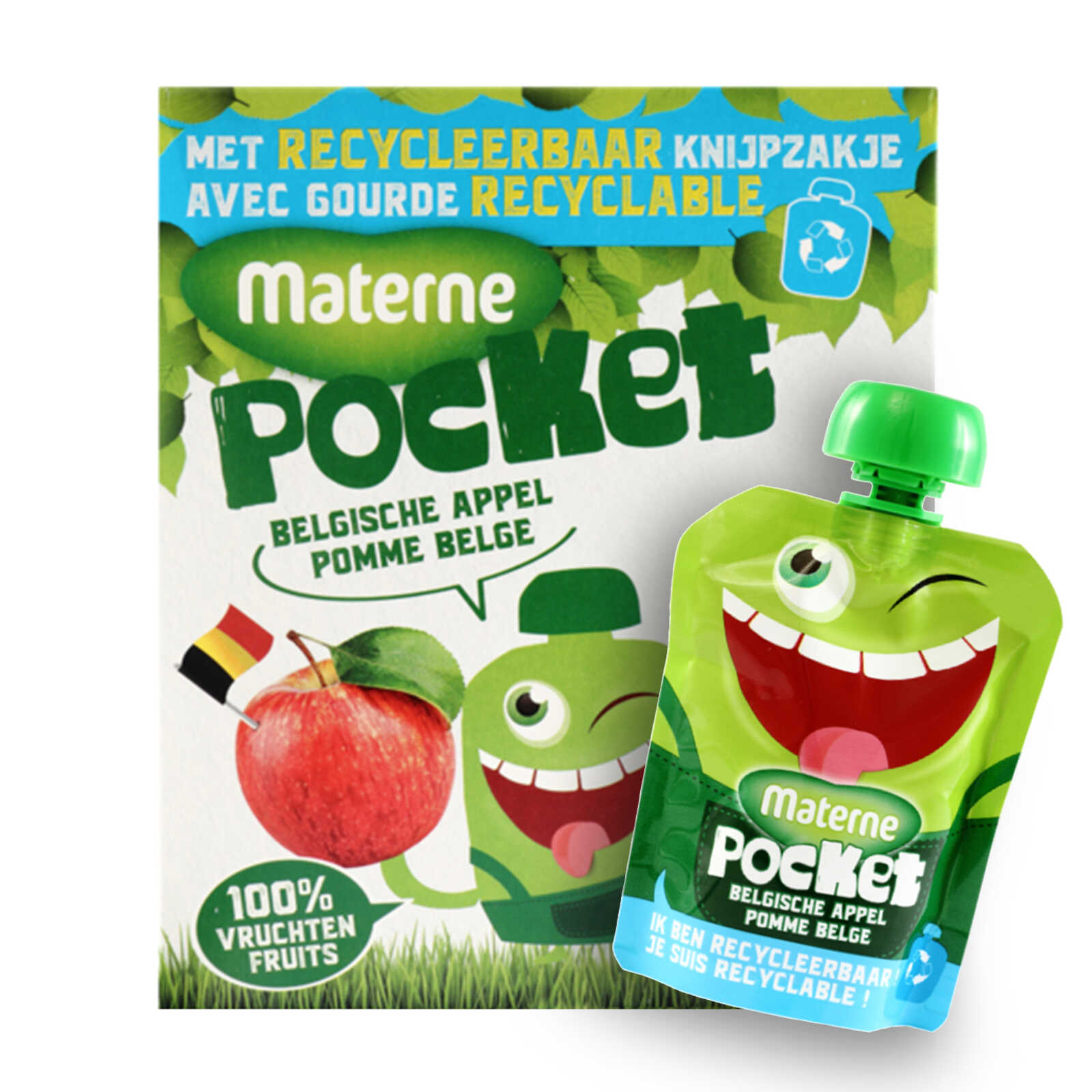 Materne | Fruit Pocket! | Compote | Pommesl | Belges | 4 x 90 gr | Delhaize