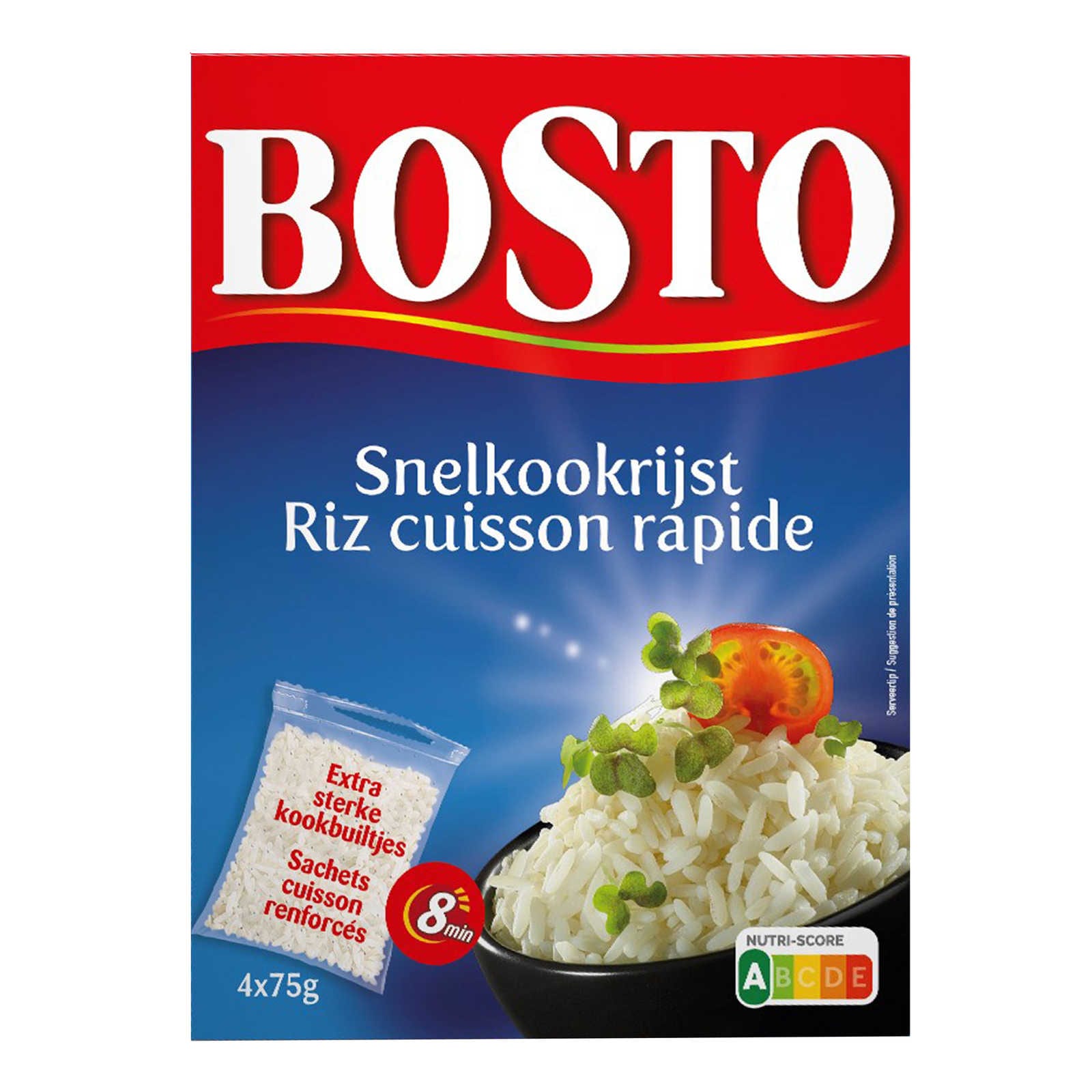 Bosto | Snelkookrijst | 8 min | 4 x 75 gr | Delhaize