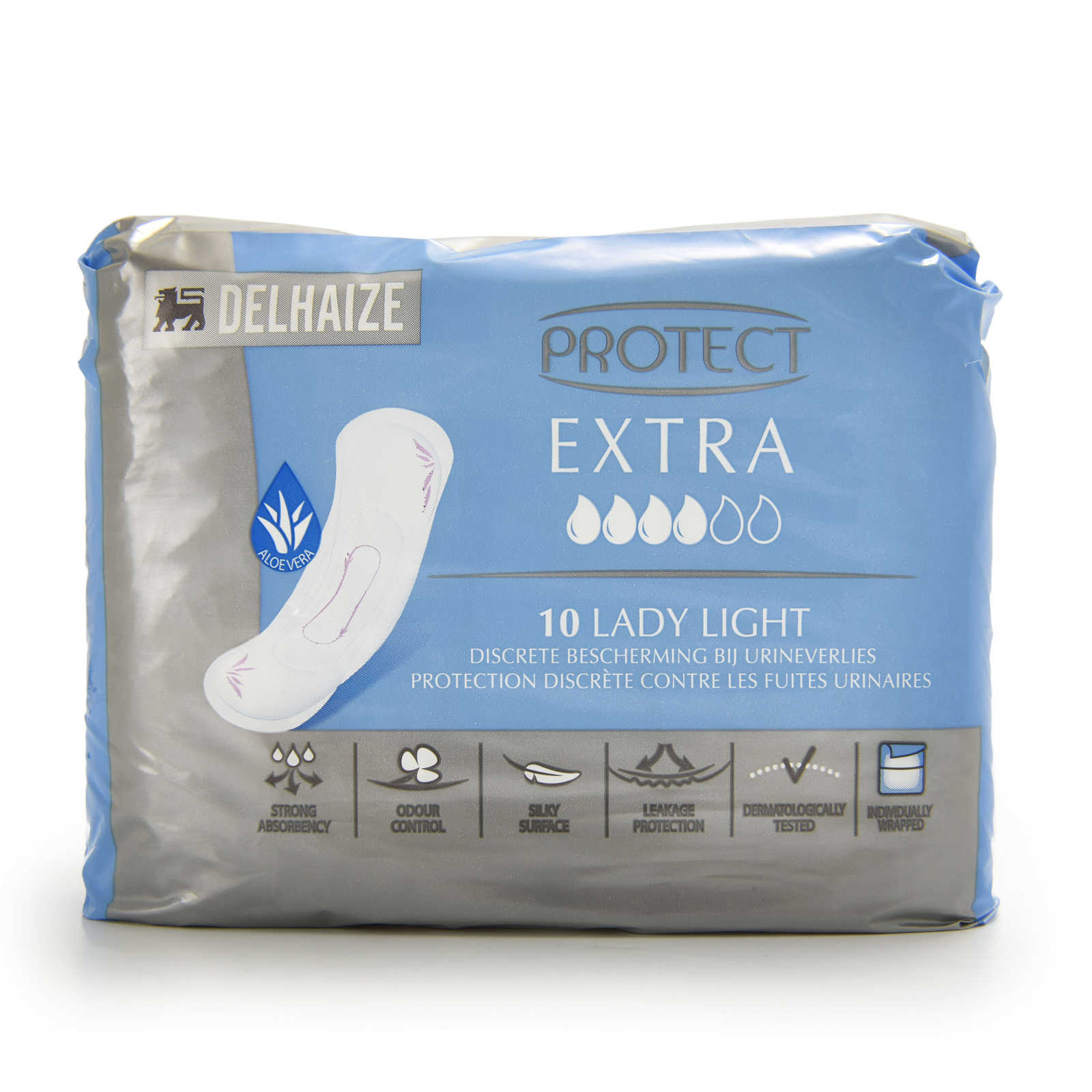 Delhaize | Protect|Urineverlies |matig | Extra |Aloe Vera|10 pc | 10 st ...