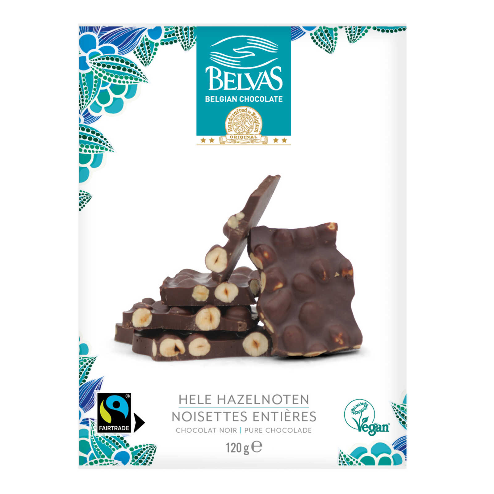 Belvas | Chocolat | Thins Noir | Noisettes entières | 120 gr | Delhaize