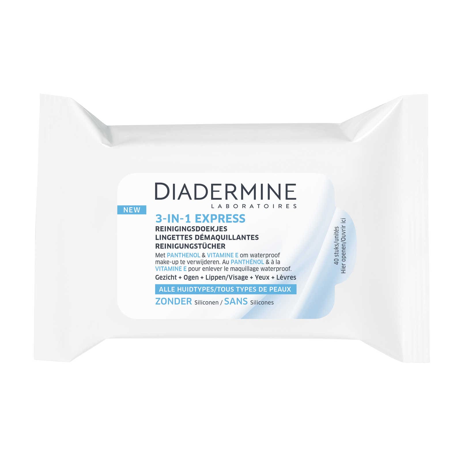 Diadermine | Lingettes démaquillantes | 3in1 | Maxipack | 40 pc | Delhaize