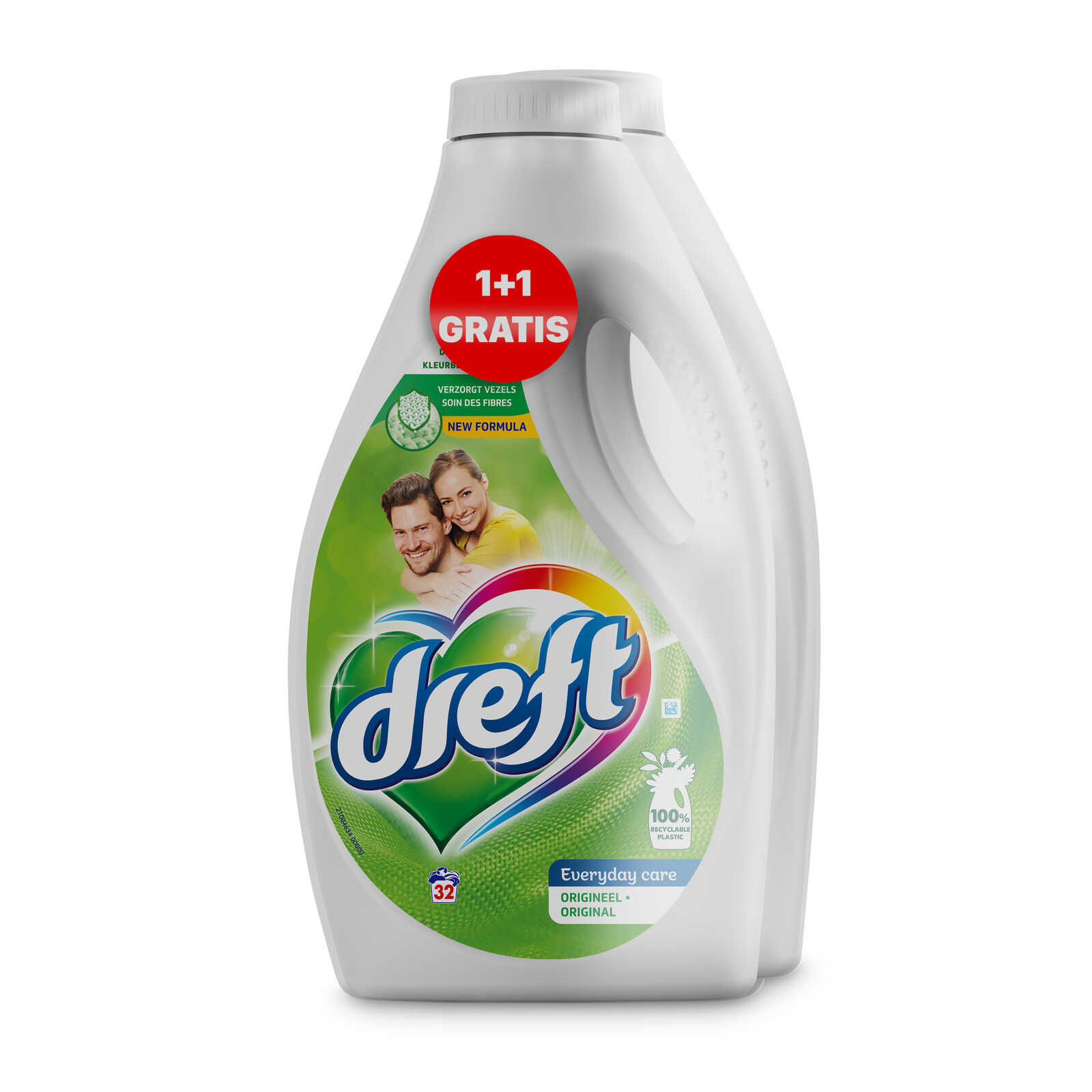Dreft | Wasmiddel | Vloeibaar | Regular | 1.6L | 32 DS | 1+1 | 2 x 32 ...