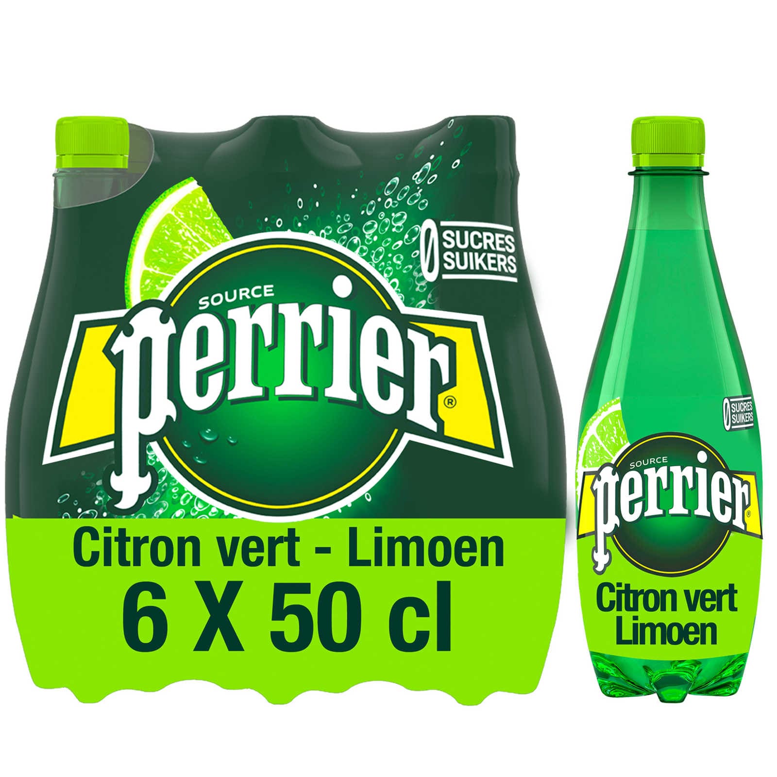 Perrier | Eau aromatisée | Pétillante | Citron Vert | 6 x 50 cl | Delhaize