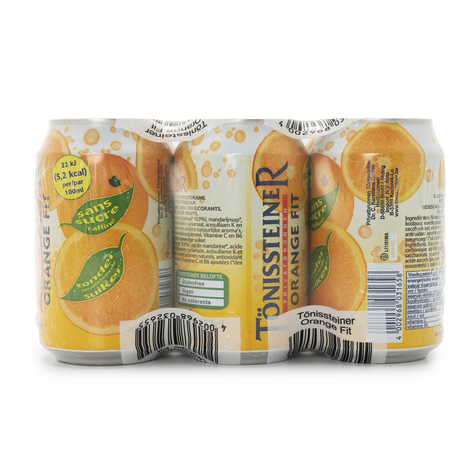 Tönissteiner | Limonade | Orange Fit | Canette | 6 x 33 cl | Delhaize