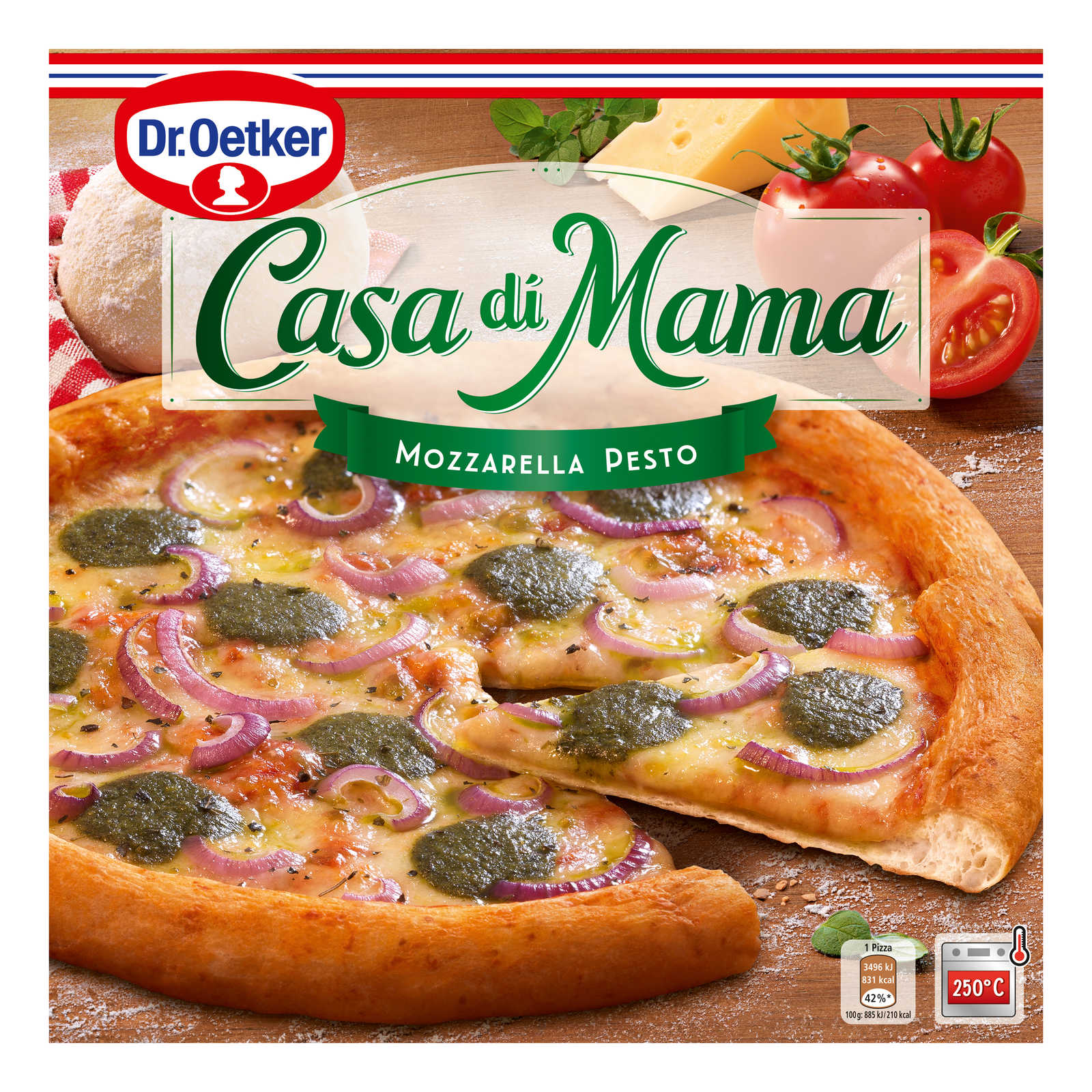 Dr. oetker | Casa Di Mama | Pizza | Mozzarella-Pesto | 395 gr | Delhaize