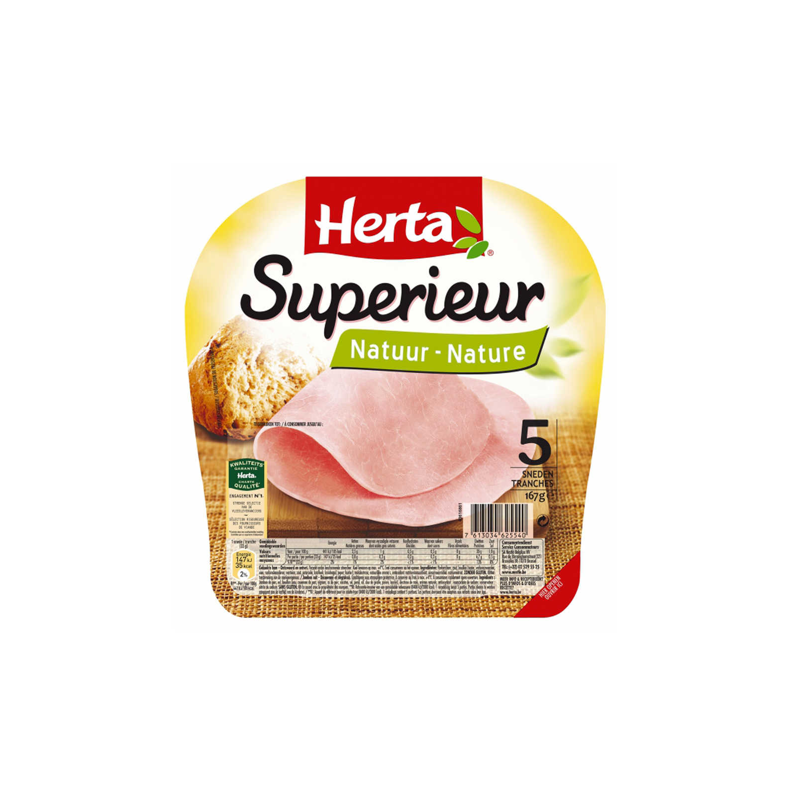 Herta | Ham | Superieur | Sneden | 165 gr | Delhaize