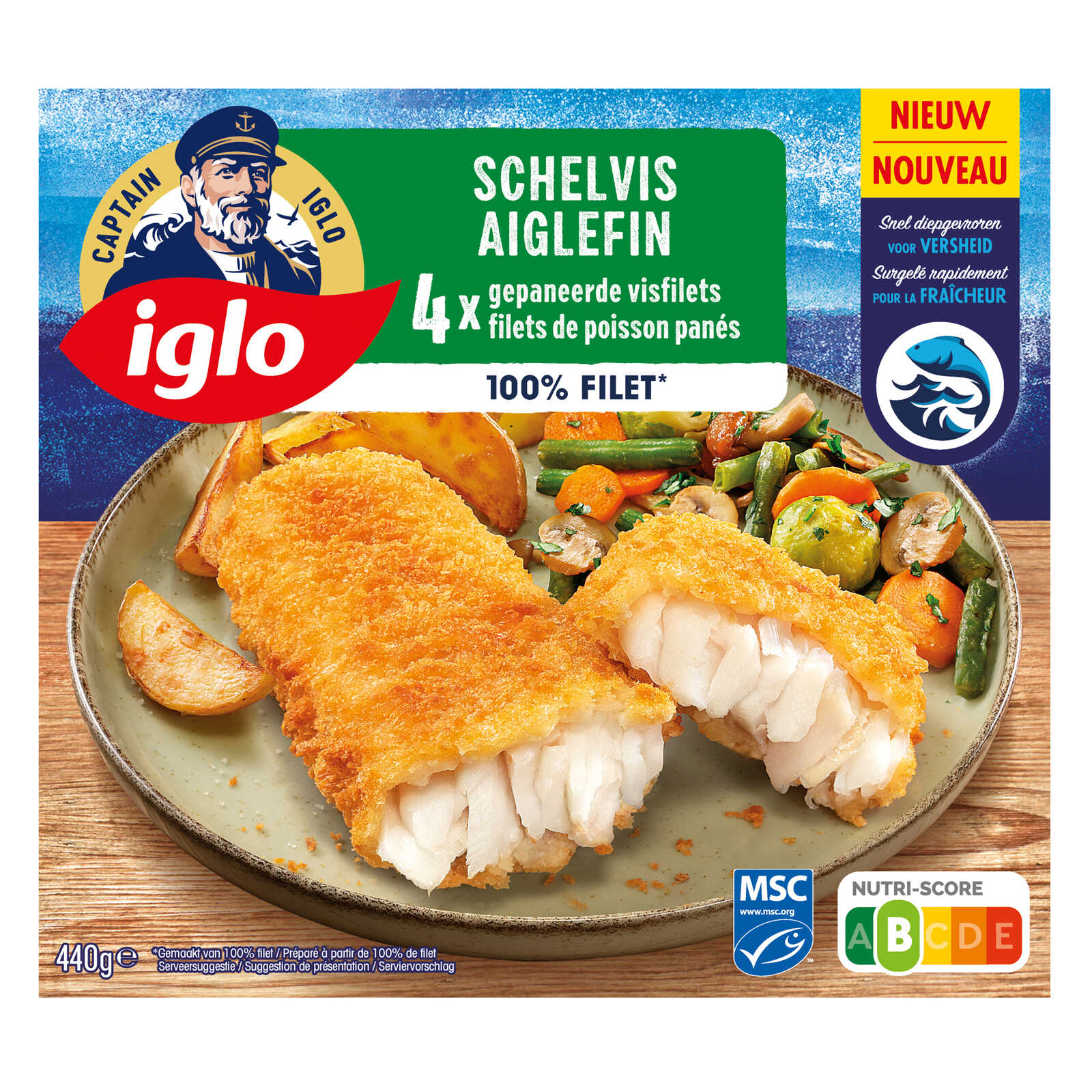 Iglo | Fish & Fun | Schelvisfilet | Gepaneerd | 440 gr | Delhaize