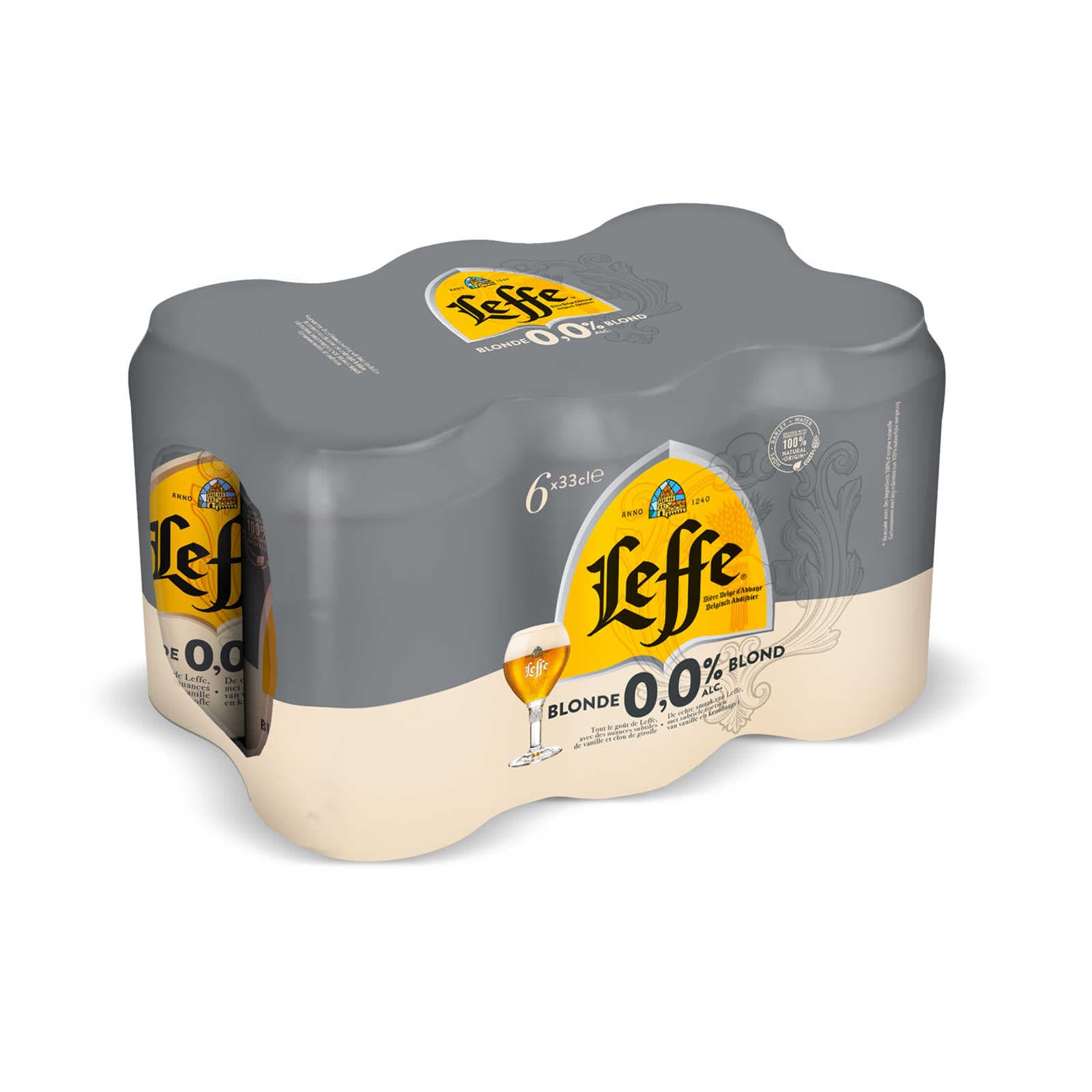 Leffe | Bière d'abbaye | Blonde | Sans Alcool | 0% alc | Canette | 6 x ...