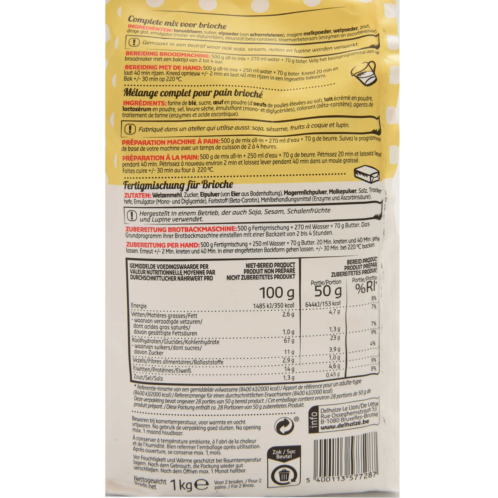 Delhaize | All-in mix pain brioche | 1 kg | Delhaize