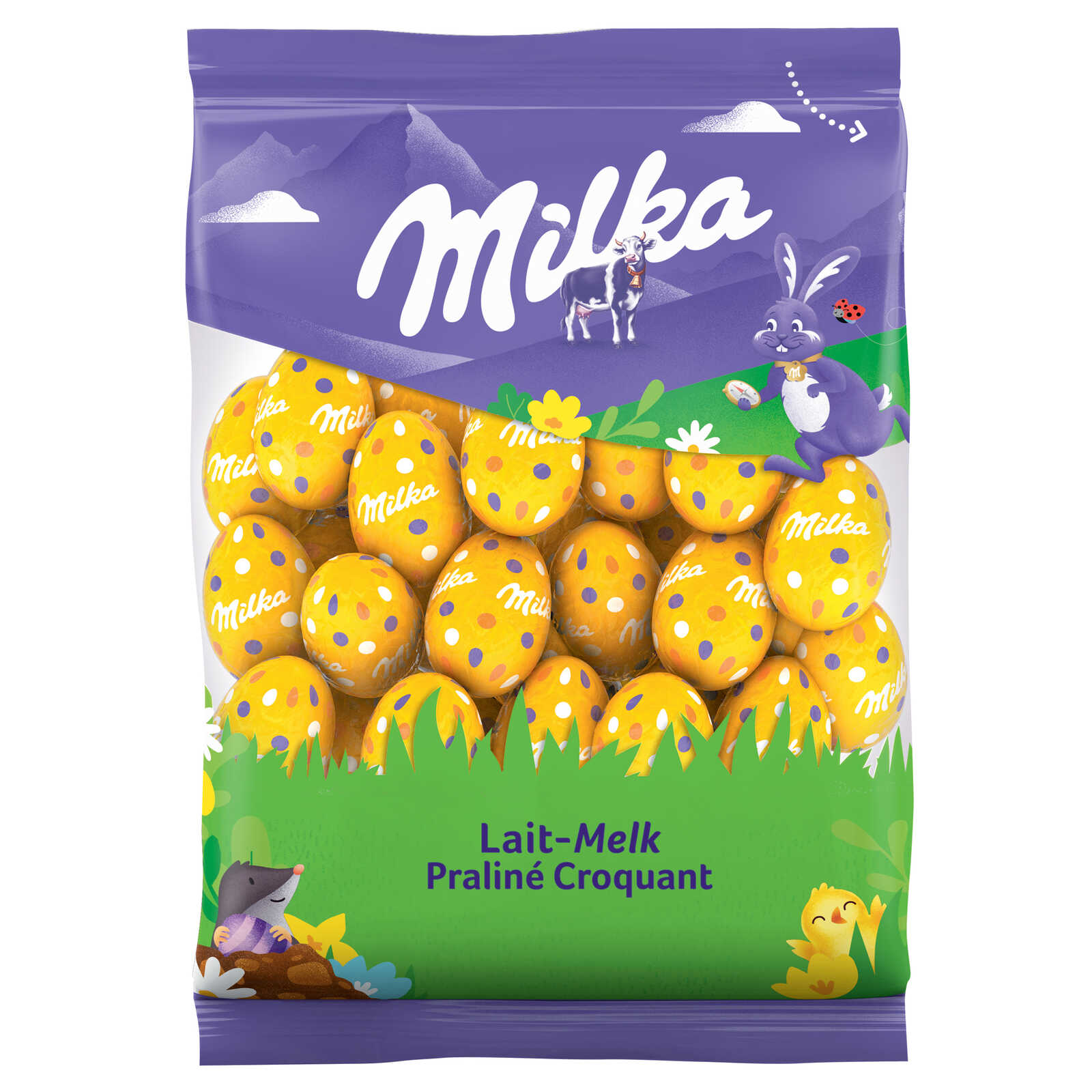 Milka | Chocolade | Eitjes | Wit | Melk praliné kroka | 350 gr | Delhaize