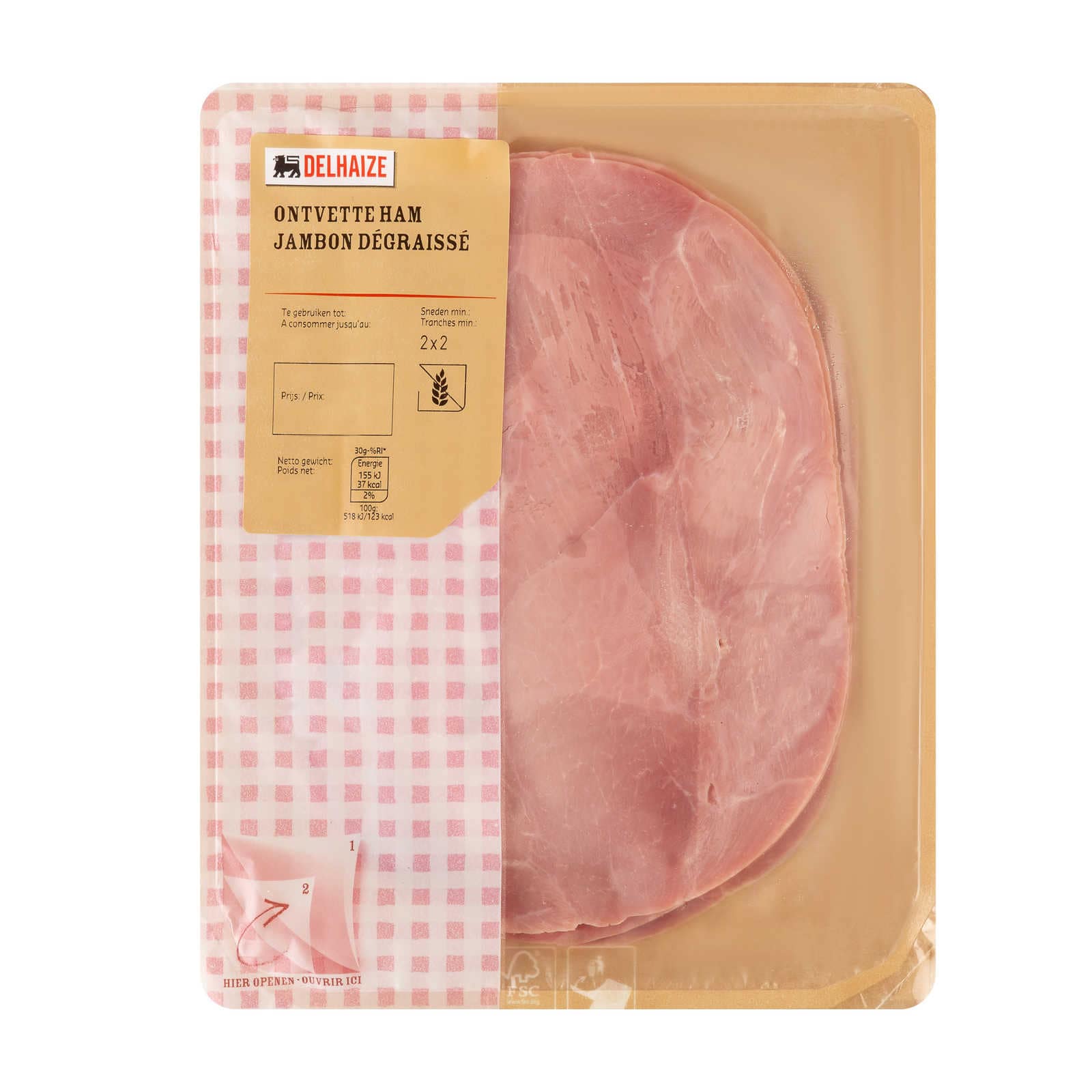 Delhaize | Hesp 150g + 100g varkensgebraad gratis | +/- 250 gr | Delhaize