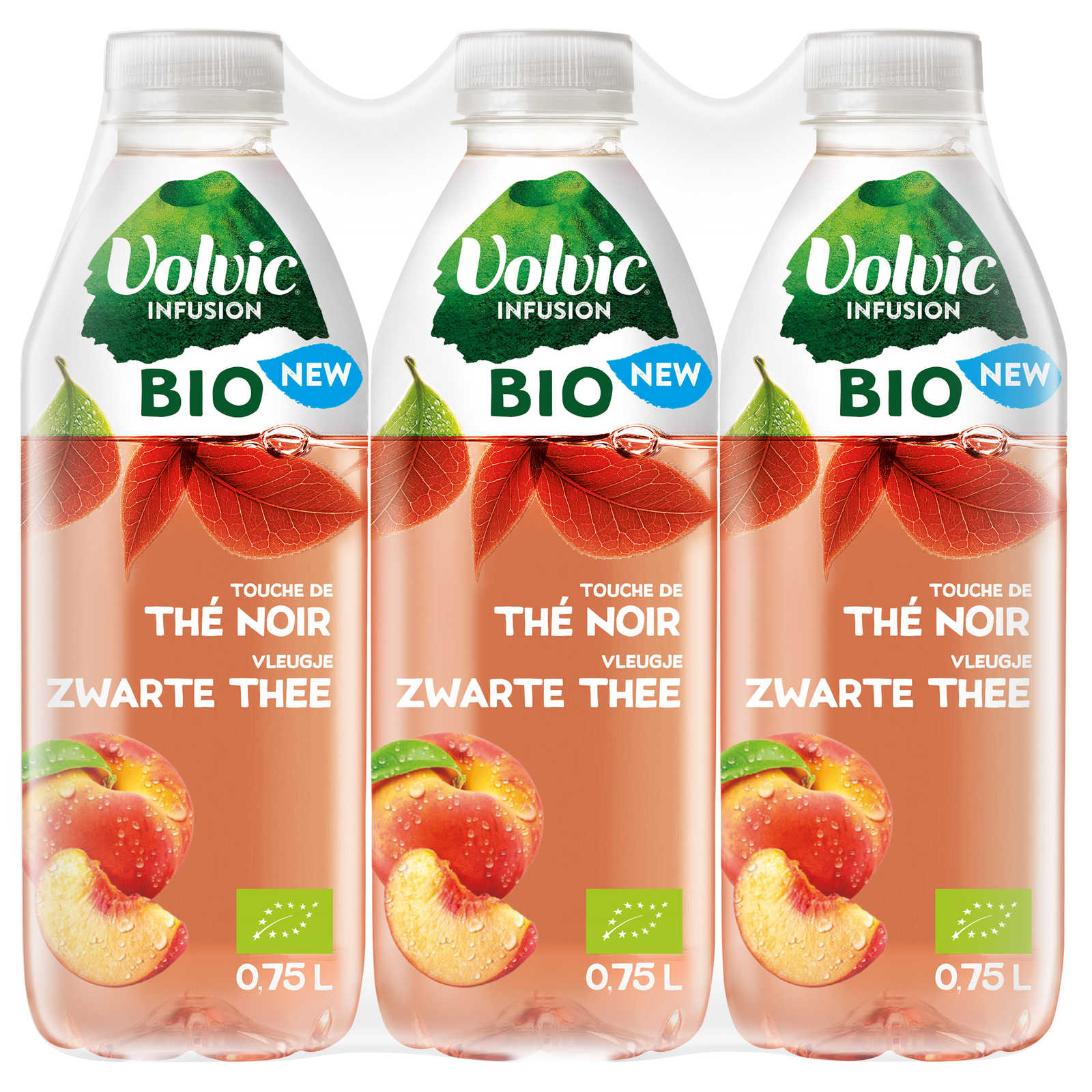Volvic | Infusion | Zwarte thee | Perzik | Bio | 6 x 75 cl | Delhaize