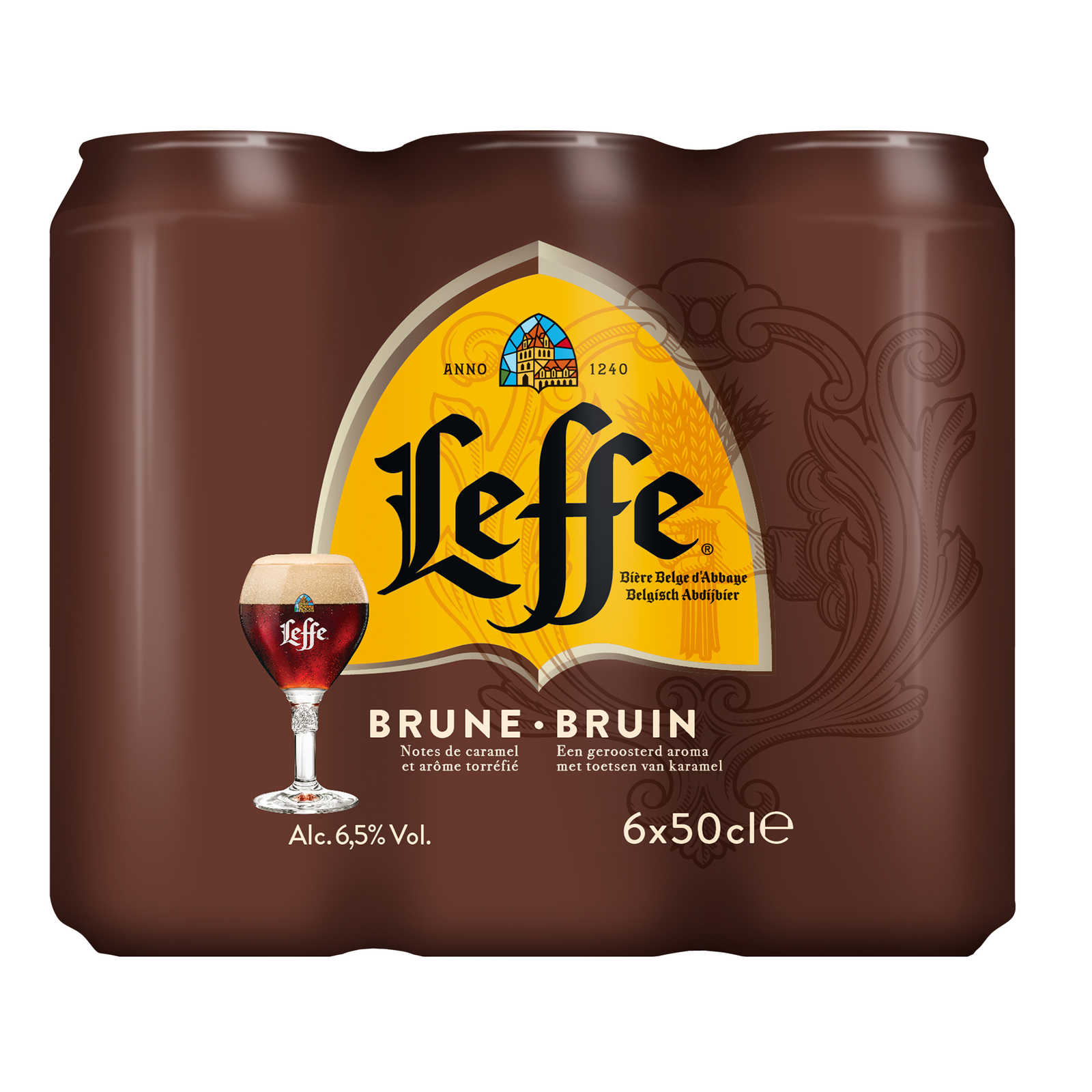 Leffe | Bière d'abbaye | Brune | 6,5% alc| Canette | 6 x 50 cl | Delhaize