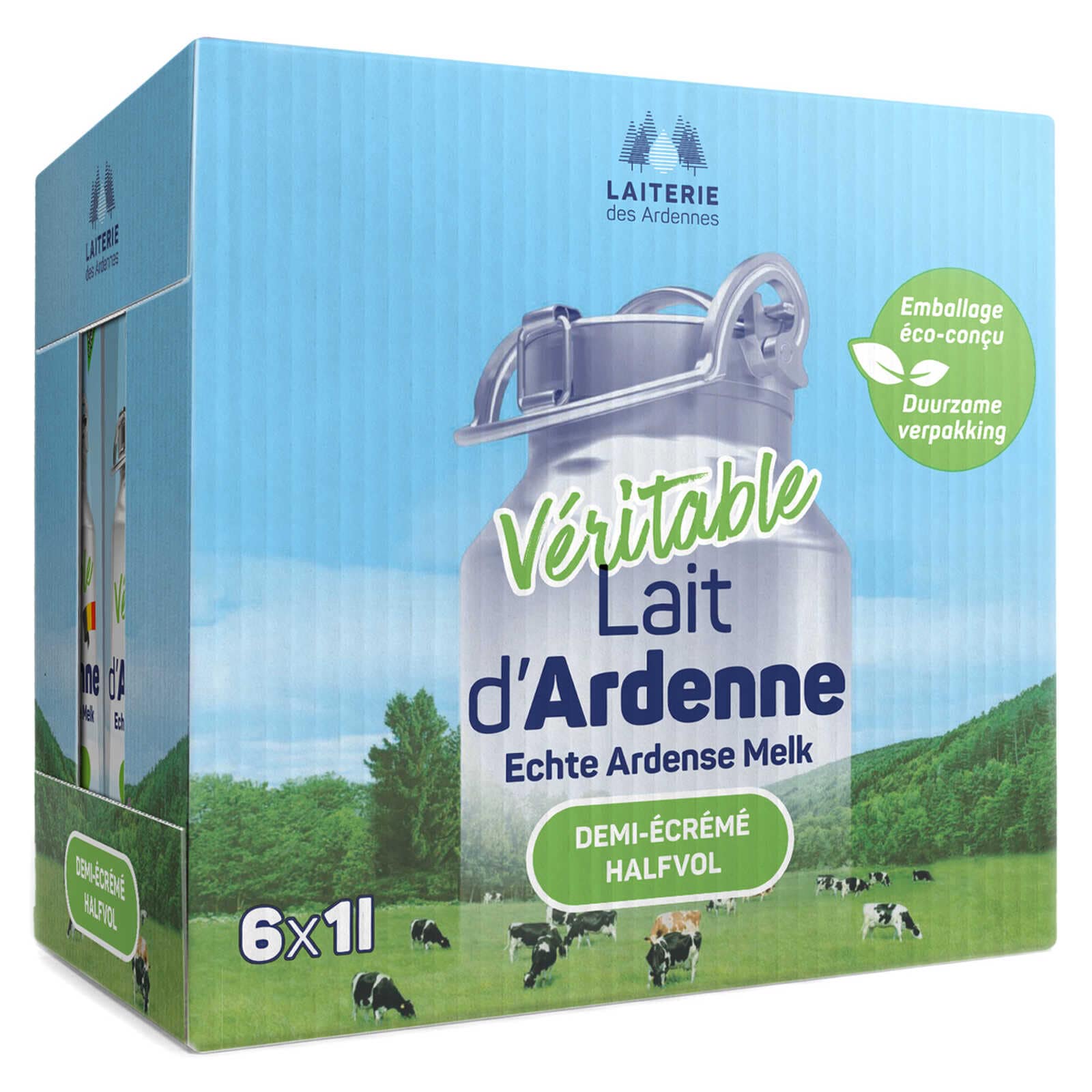 Laiterie des Ardennes | Lait | Demi-écrémé | 6 x 1 l | Delhaize