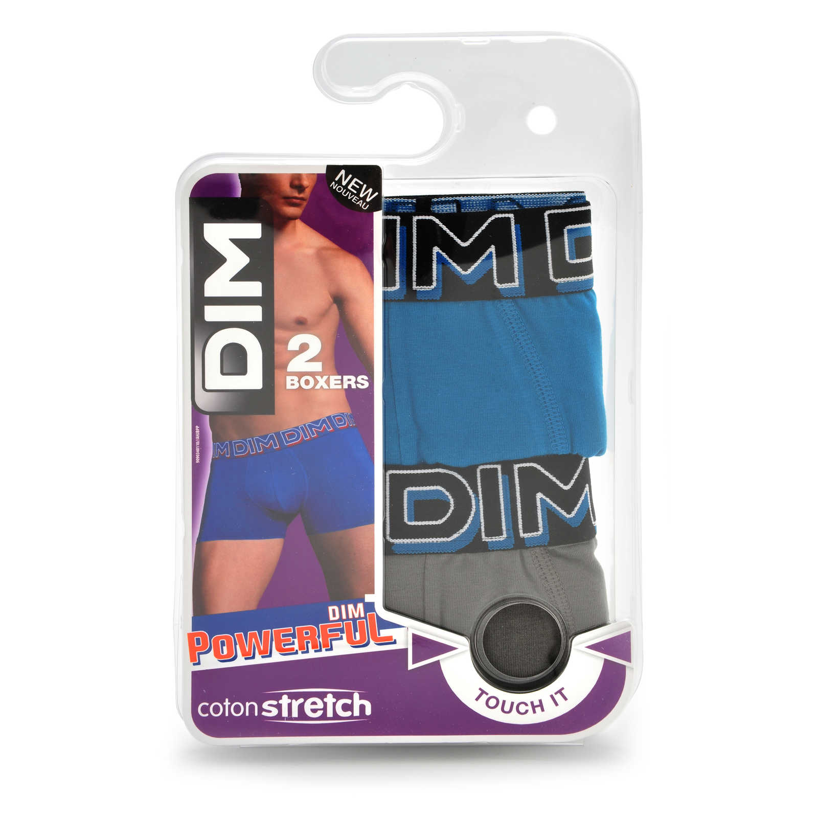 Dim | Paris | Boxer Powerfull | Blauw poseidon/donkergrijs | T3 | 2 st ...