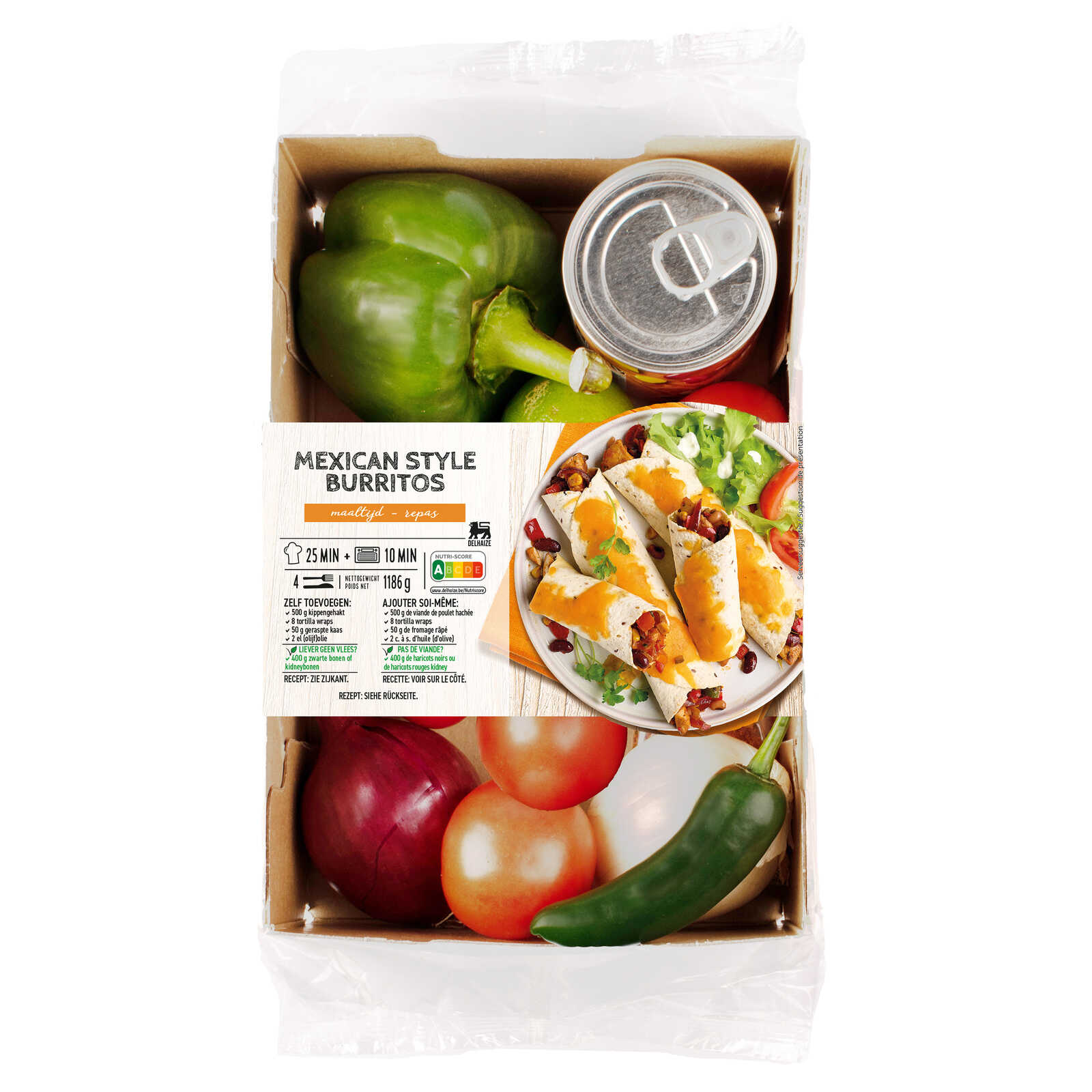 Delhaize | Boîte de repas | Burrito Mexican | 1,186 kg | Delhaize