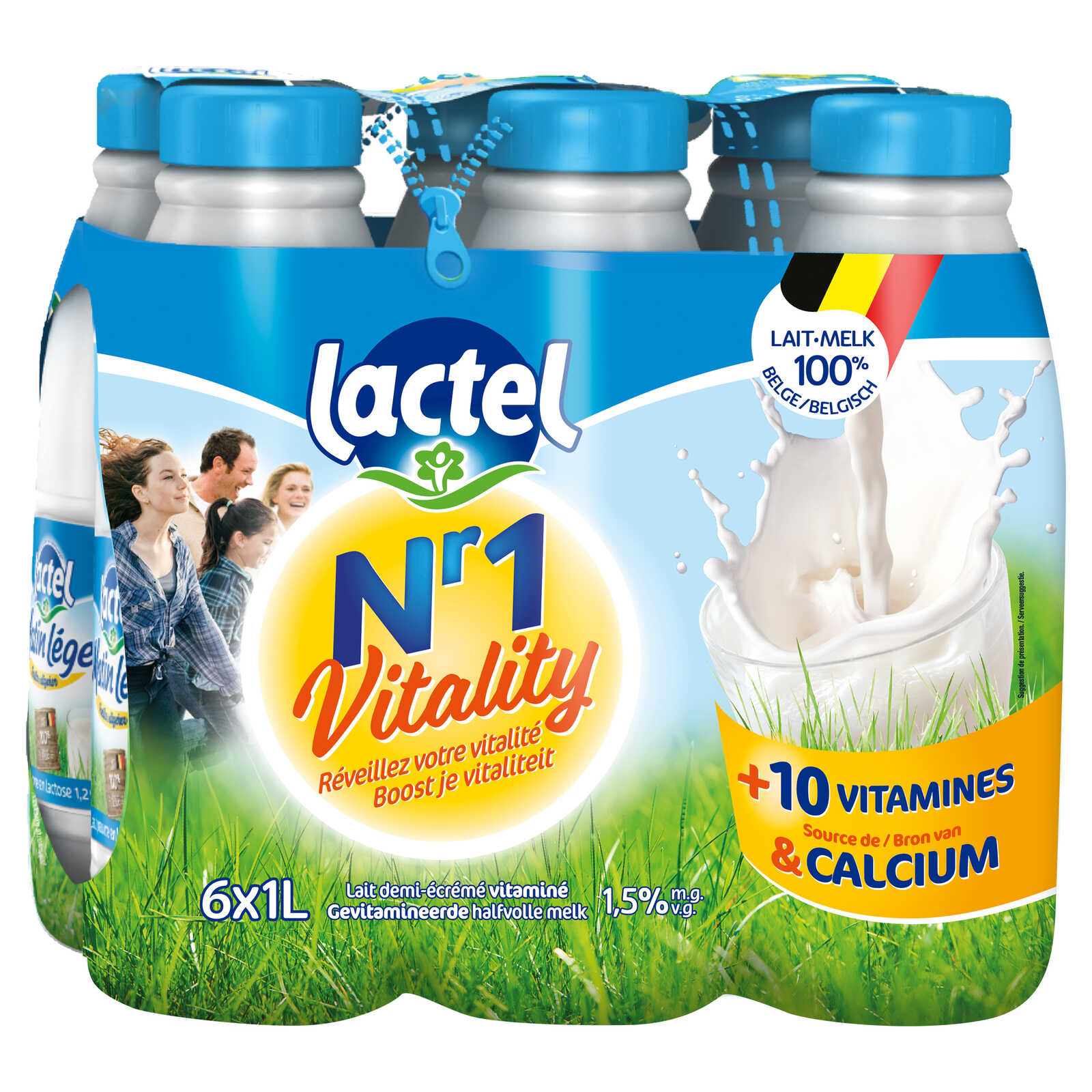 Lactel | Melk | Halfvolle | Gevitamineerd | 6 x 1 l | Delhaize