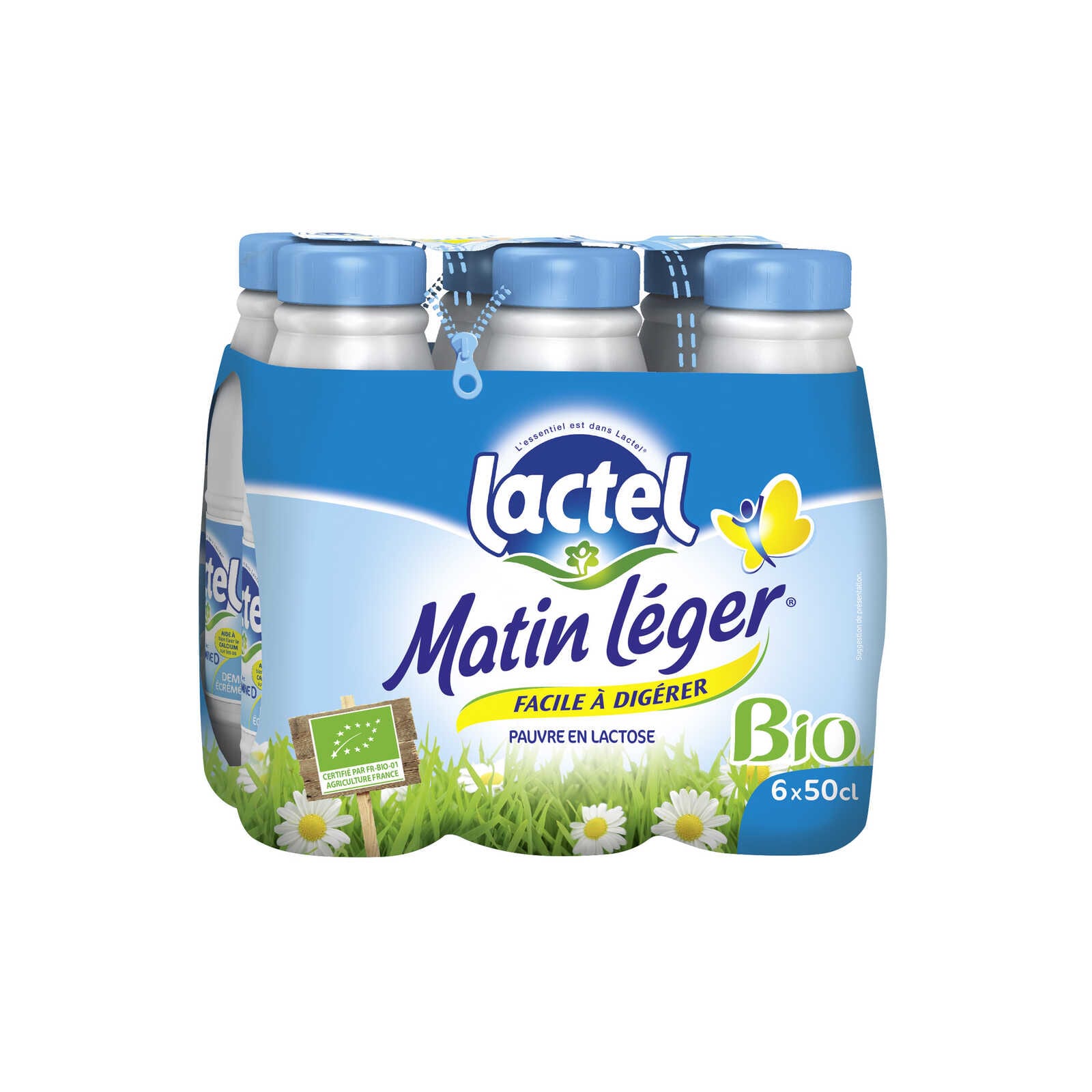 Lactel | Lait | Matin léger | Bio | 6 x 50 cl | Delhaize