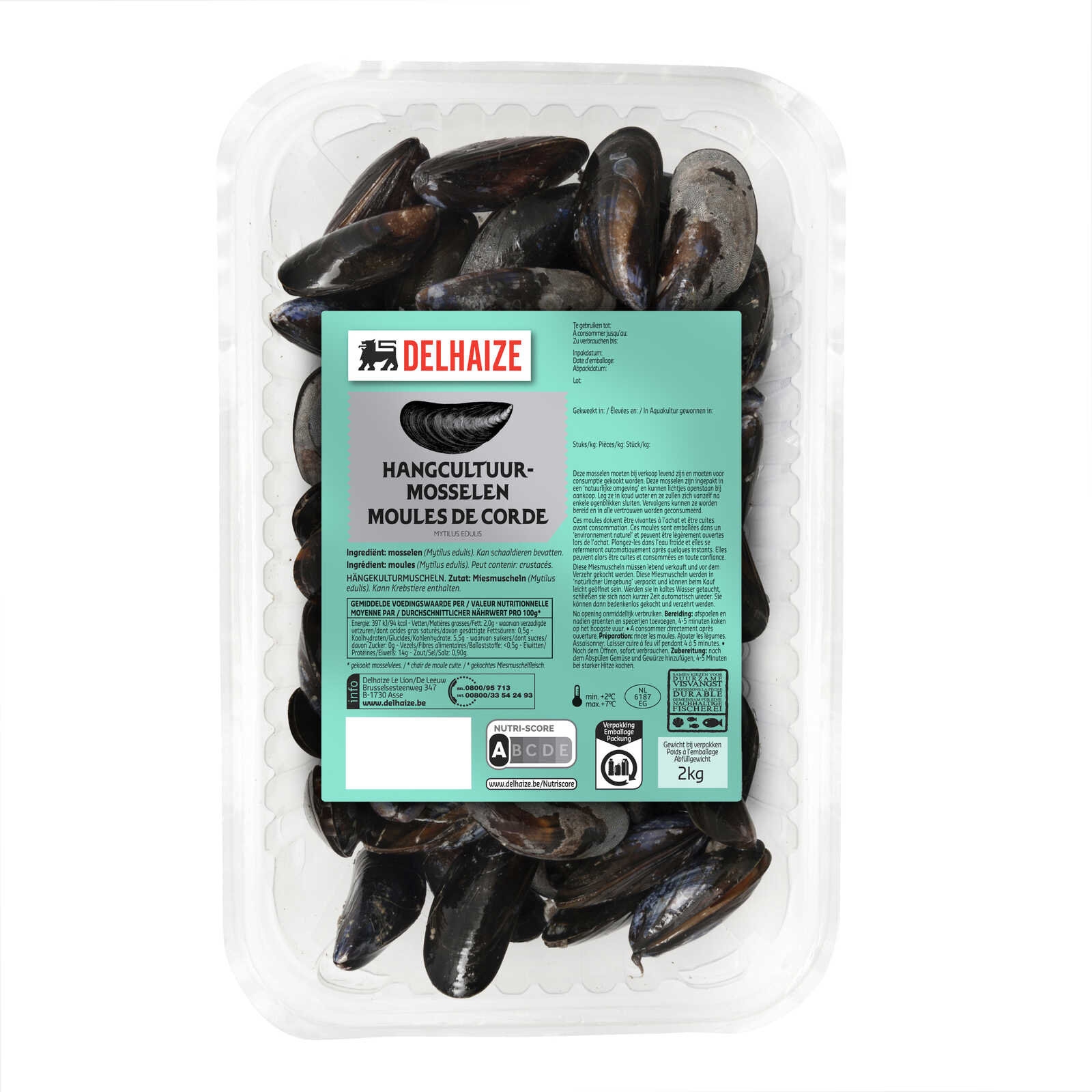Delhaize | Hangcultuur mosselen | Deens | 2 kg | Delhaize