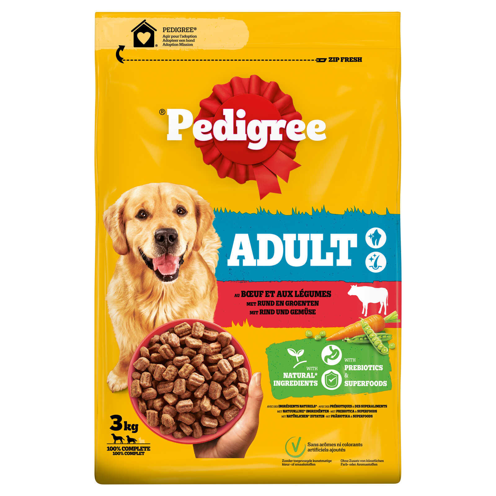 Pedigree | Hondenvoeding | Brokjes | Adult | Rund | 3 kg | Delhaize