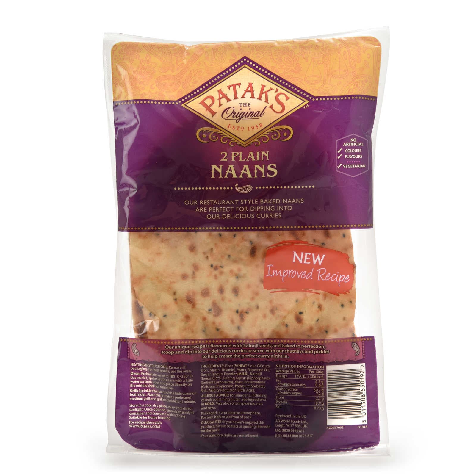 Patak's | Naan | Natuur | 280 gr | Delhaize