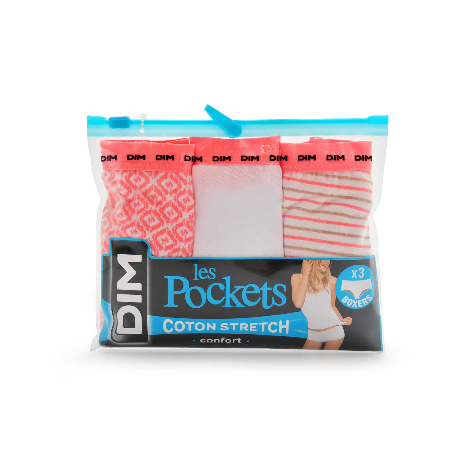 Dim | Paris | Boxers pocket coton | Ethique Corail | 36/38 | 3 st ...