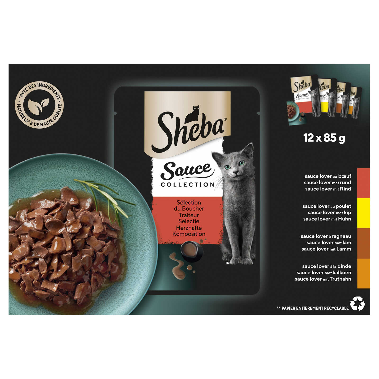 Sheba | Mini Filets | Aliment chat | Sauce | Volaille | 12 x 85 gr ...