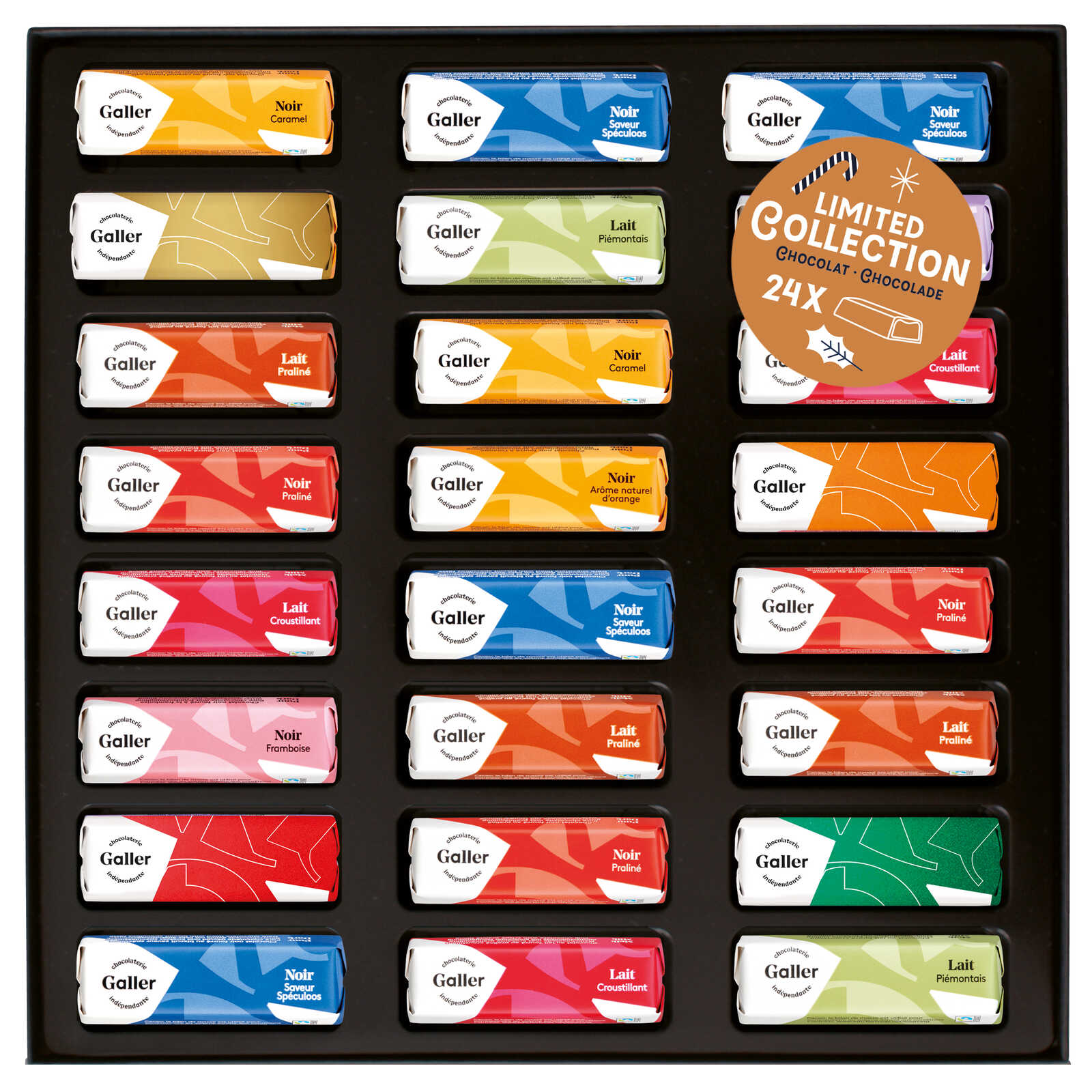 Galler | Chocolade | 24 Mini Repen | fairtrade | 288 gr | Delhaize