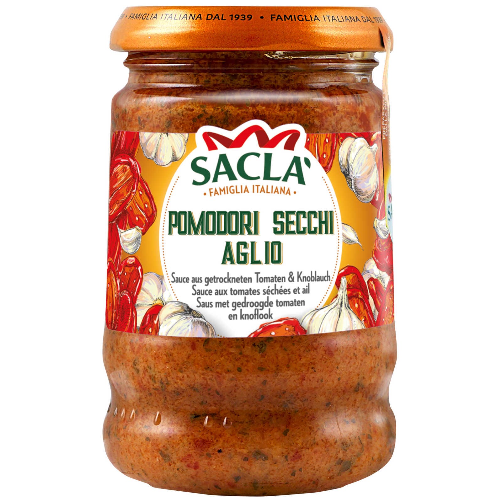 Saclà | Saus | Italiaans | Gedroogde tomaat-Look | 190 gr | Delhaize